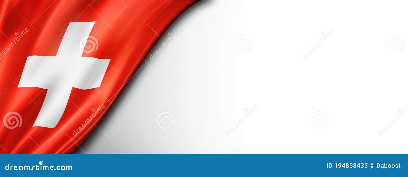 Swiss Flag Isolated on White Banner Stock Image - Image of textile ...