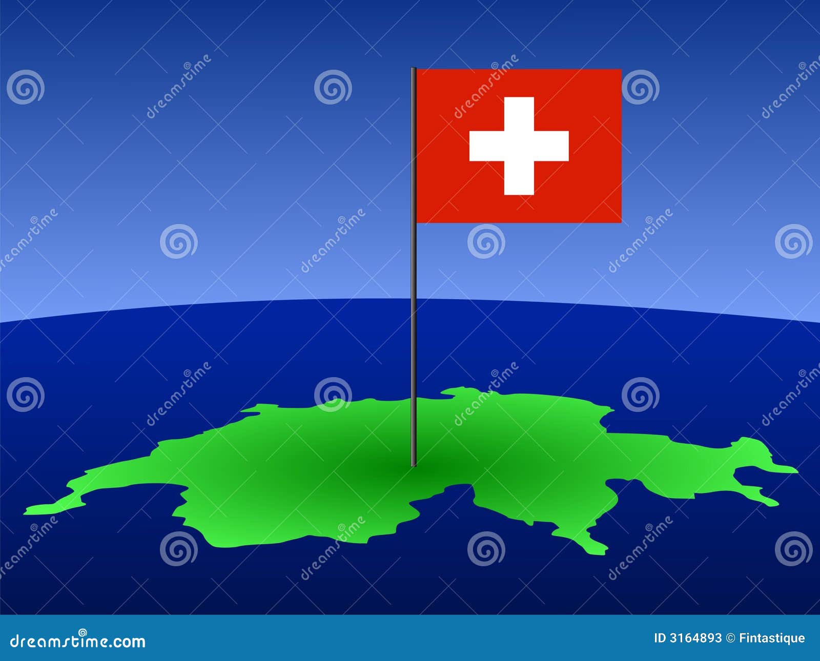 Swiss flag on map stock vector. Illustration of swiss - 3164893