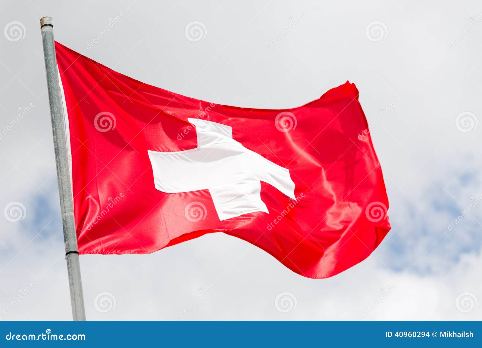 Swiss Flag Waving on the Wind Stock Photo - Image of color, summer ...