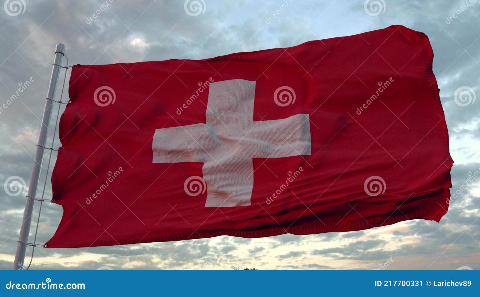 Swiss Flag Waving in the Wind. National Flag of Switzerland Stock ...