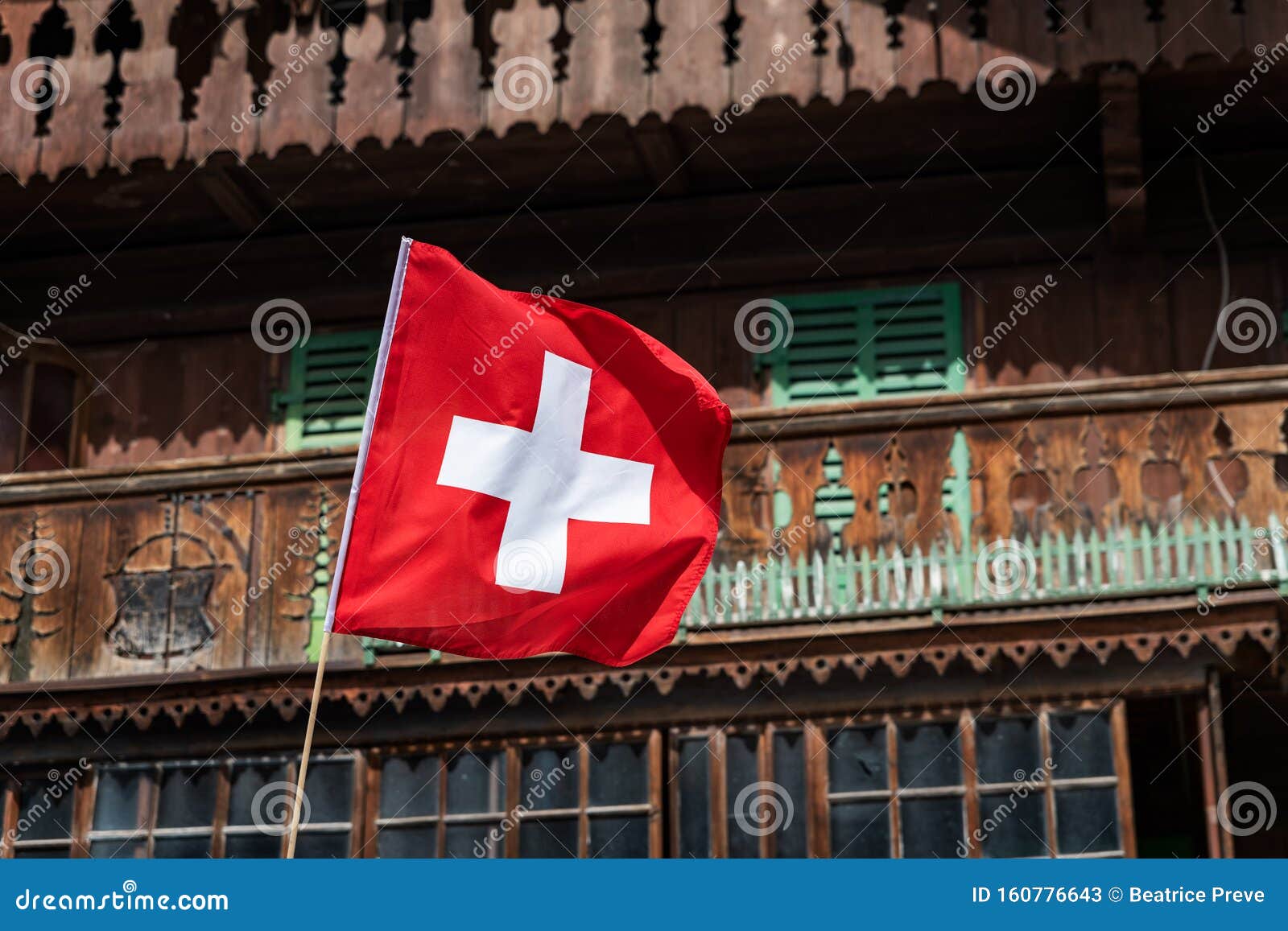Swiss flag in the wind stock image. Image of culture - 160776643