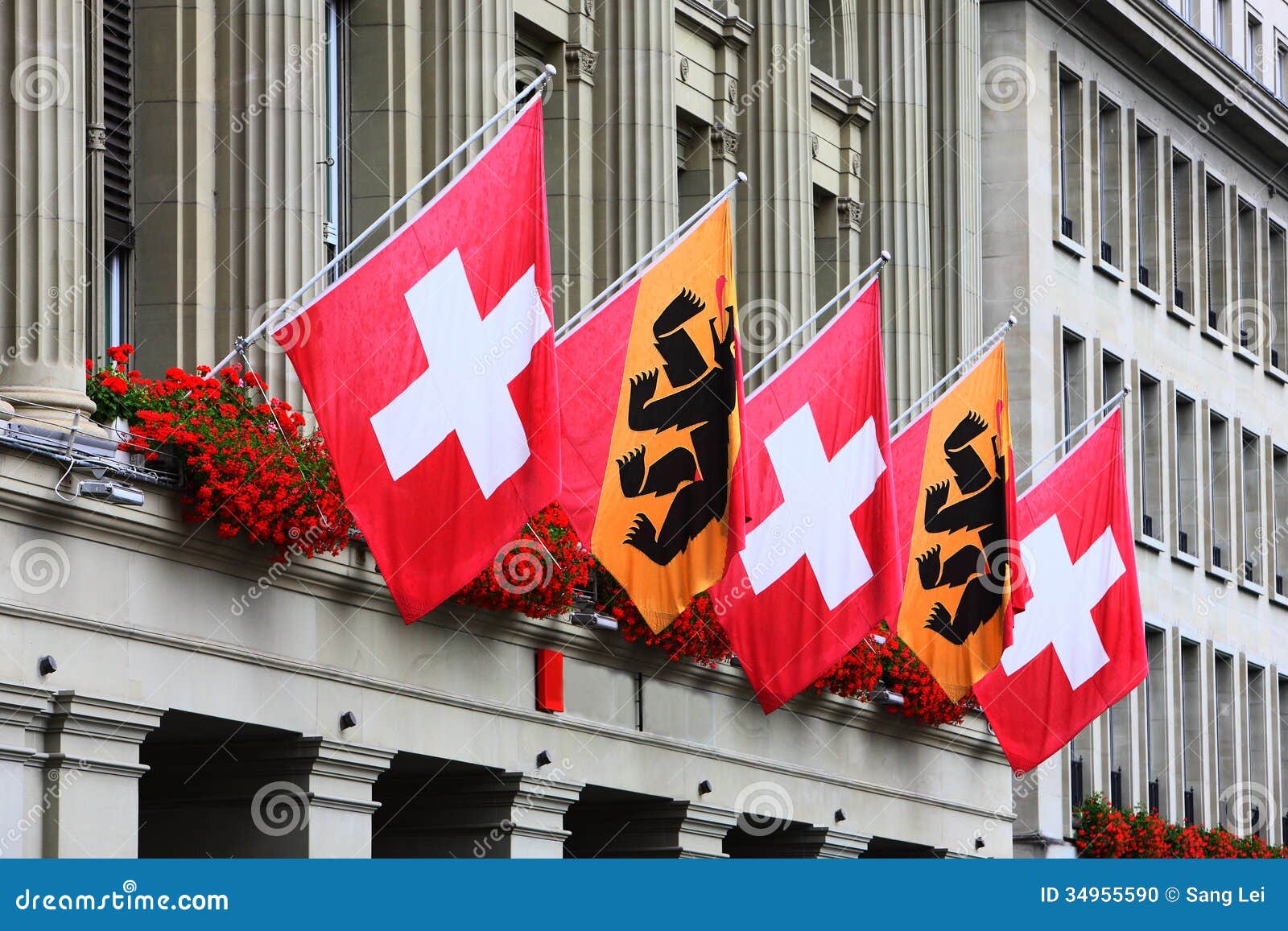 Swiss flags and Bear flags stock photo. Image of flags - 34955590