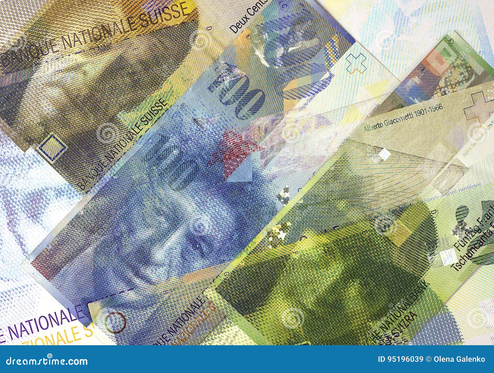 Swiss Franc Banknotes of Different Denominations. Abstract Money ...