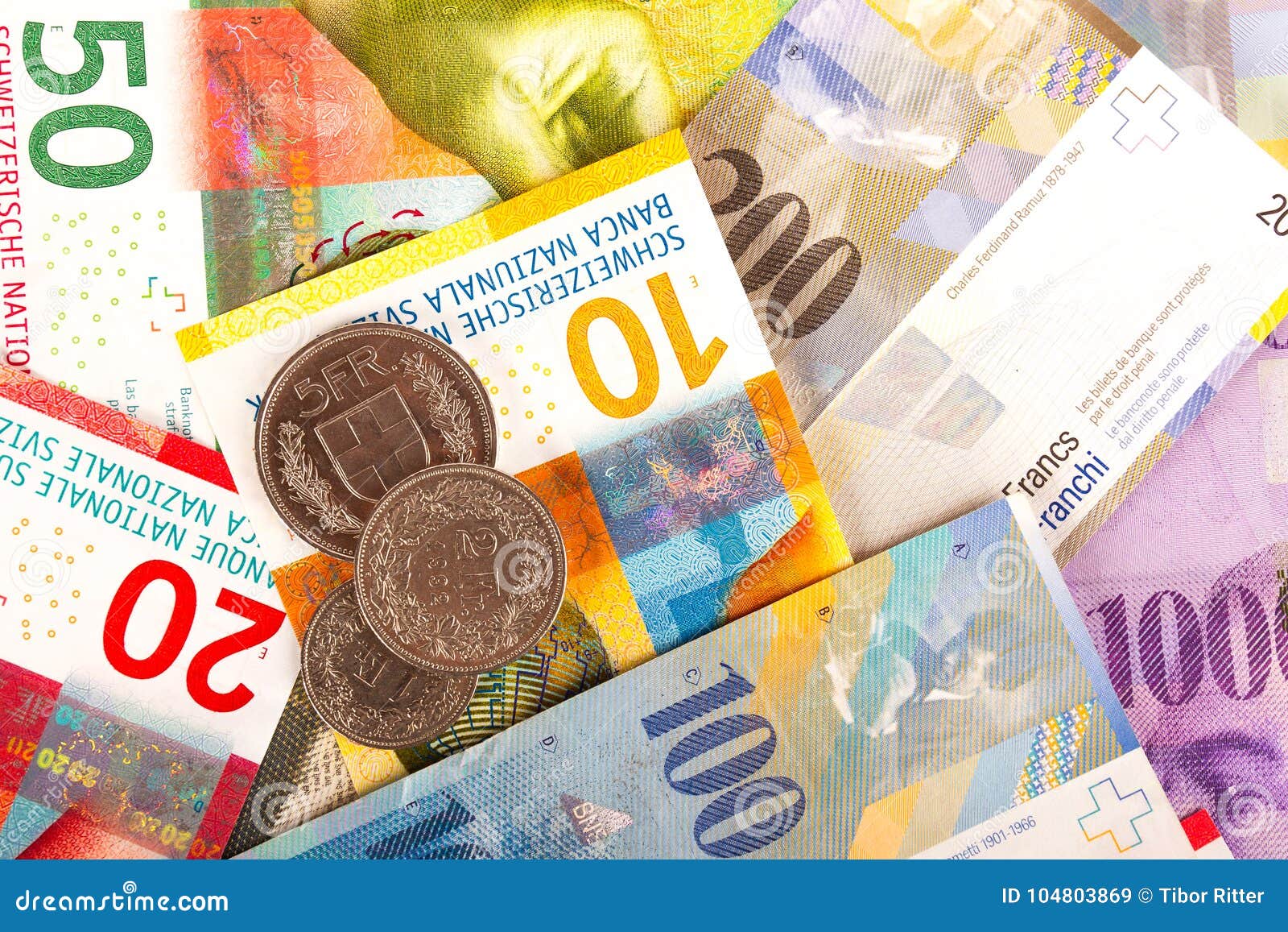 Swiss Franc Bills and Coins Stock Image - Image of bank, money: 104803869