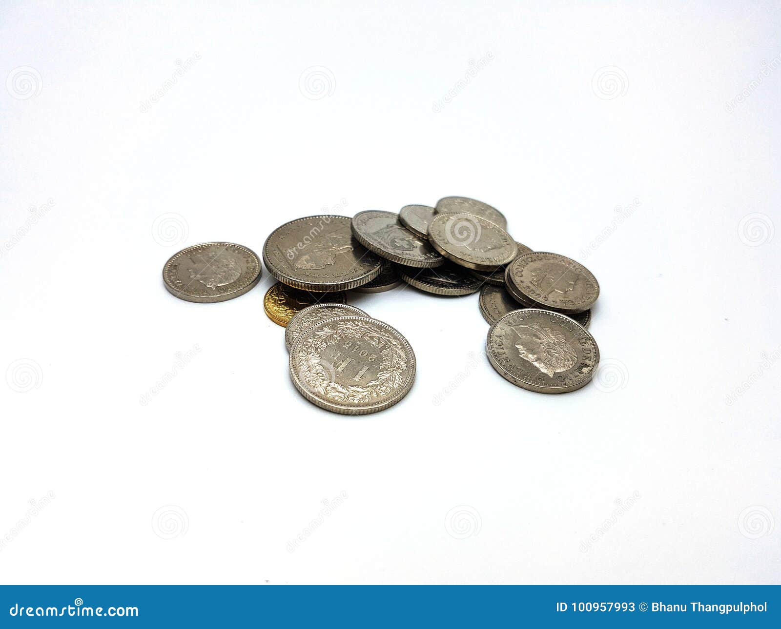 Swiss franc coins stack stock image. Image of cash, note - 100957993