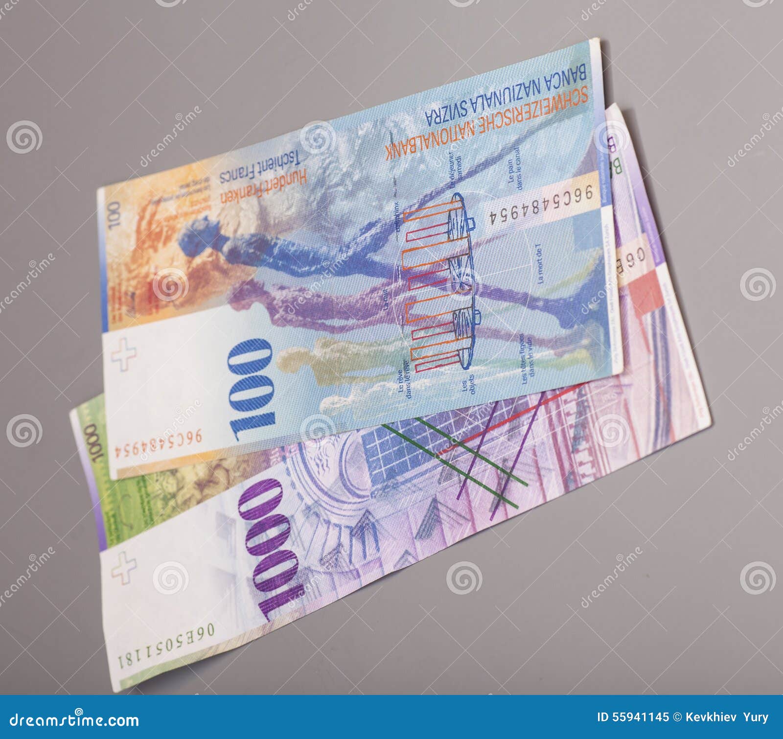 Swiss 1000 and 100 Franc Notes Stock Image - Image of gray, security ...