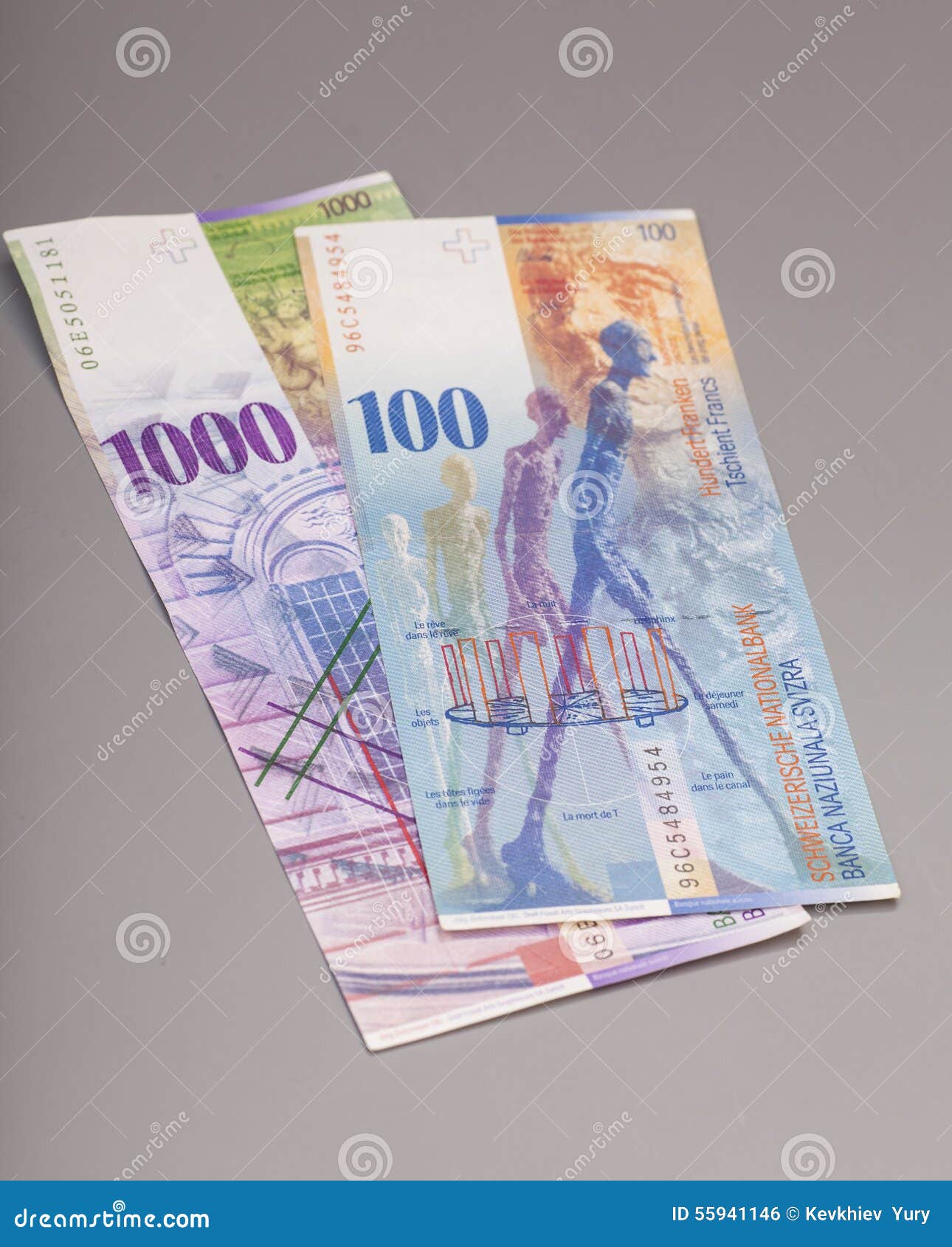 Swiss 1000 and 100 Franc Notes Stock Photo - Image of gray, bill: 55941146