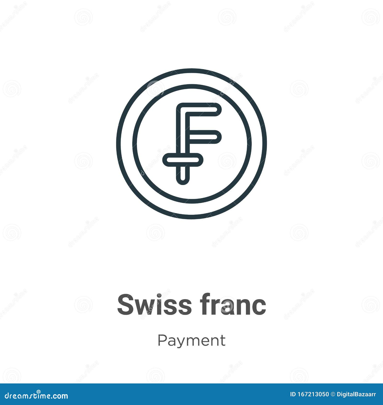 Swiss Franc Outline Vector Icon. Thin Line Black Swiss Franc Icon, Flat ...
