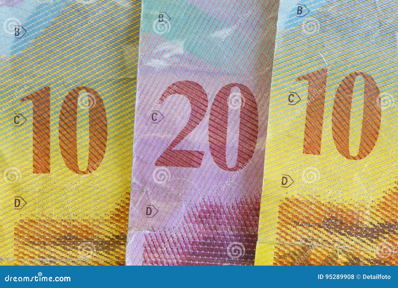 Swiss Frank Bills stock photo. Image of banknotes, breast - 95289908