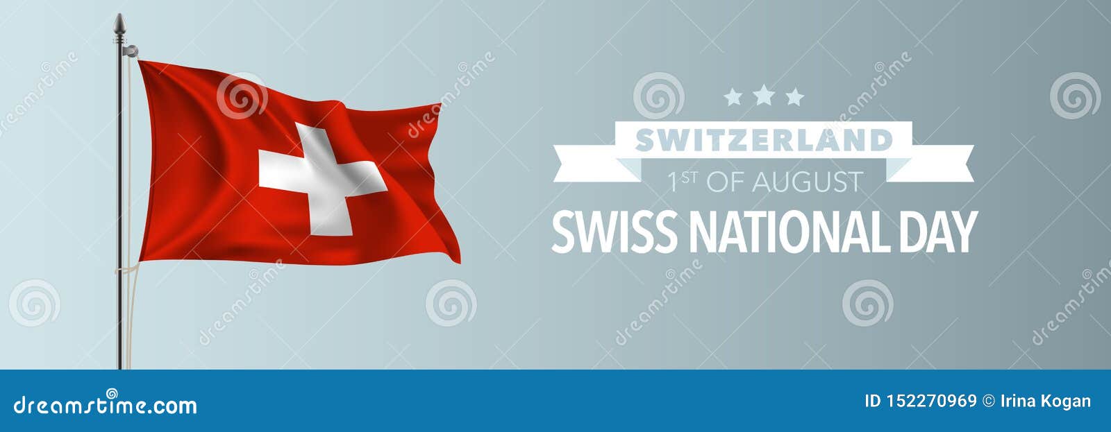 Swiss Happy National Day Greeting Card Banner Vector Illustration