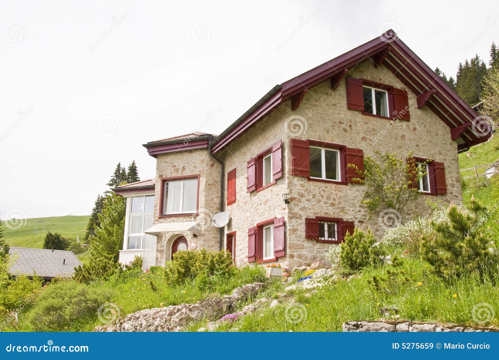 Swiss house stock image. Image of building, house, fields - 5275659