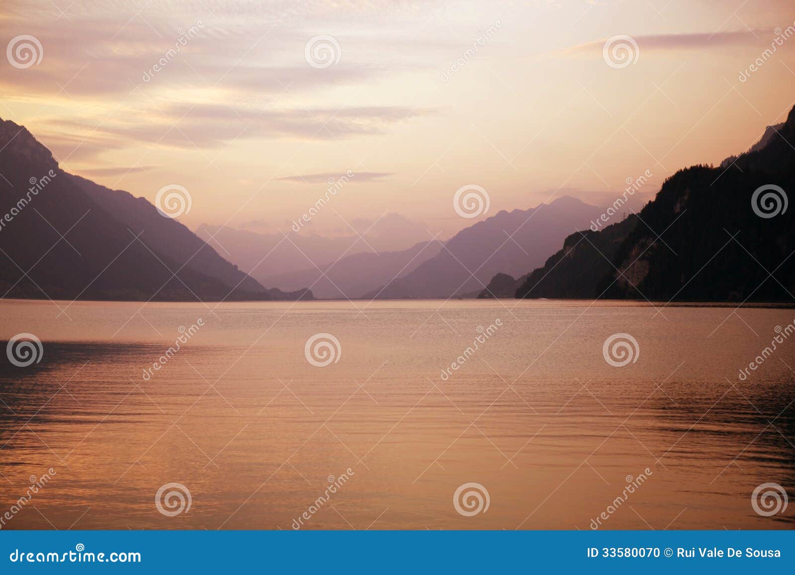 Swiss lake sunset stock photo. Image of romantic, beauty - 33580070