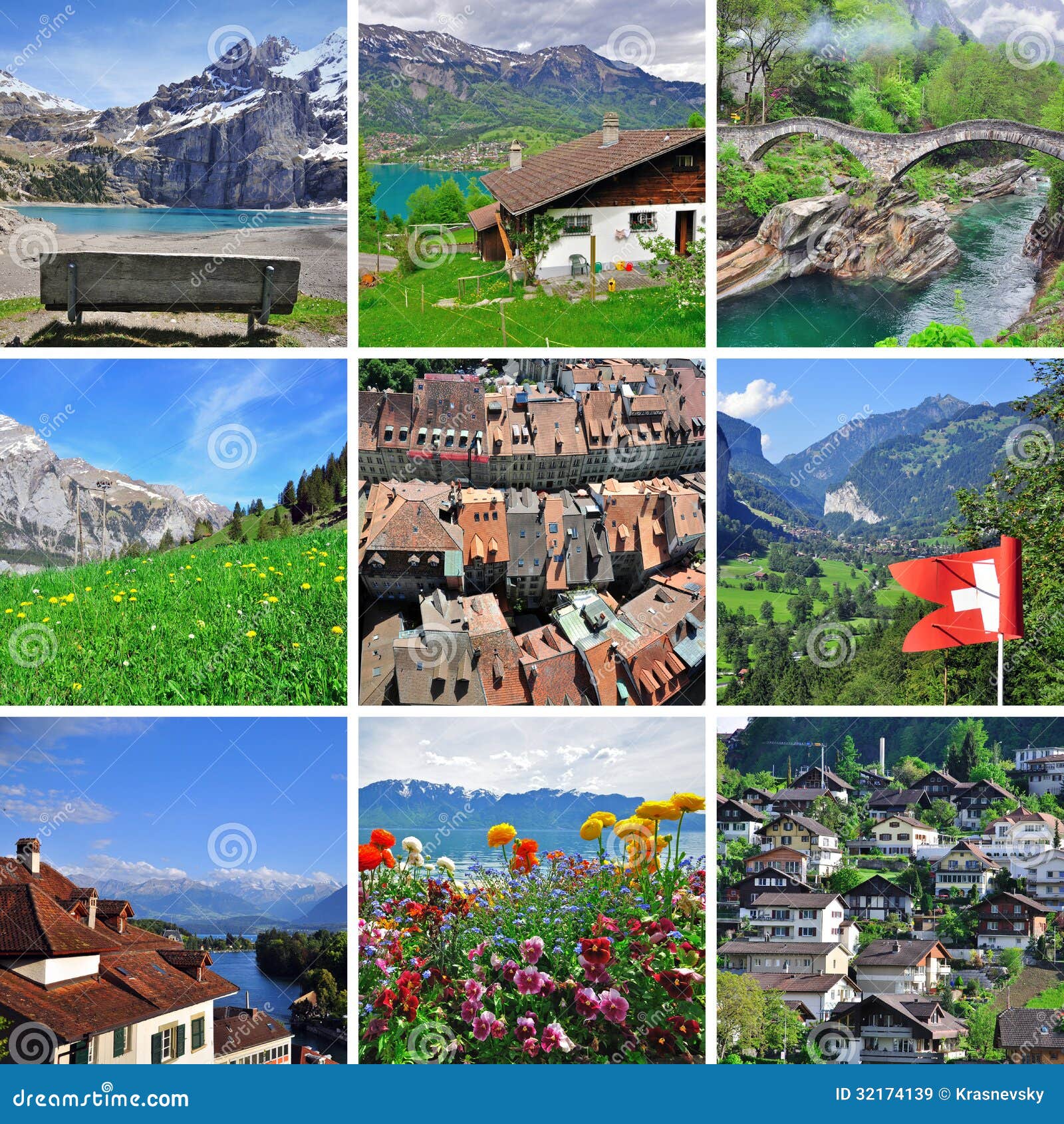 Swiss landscape - collage stock image. Image of swiss - 32174139