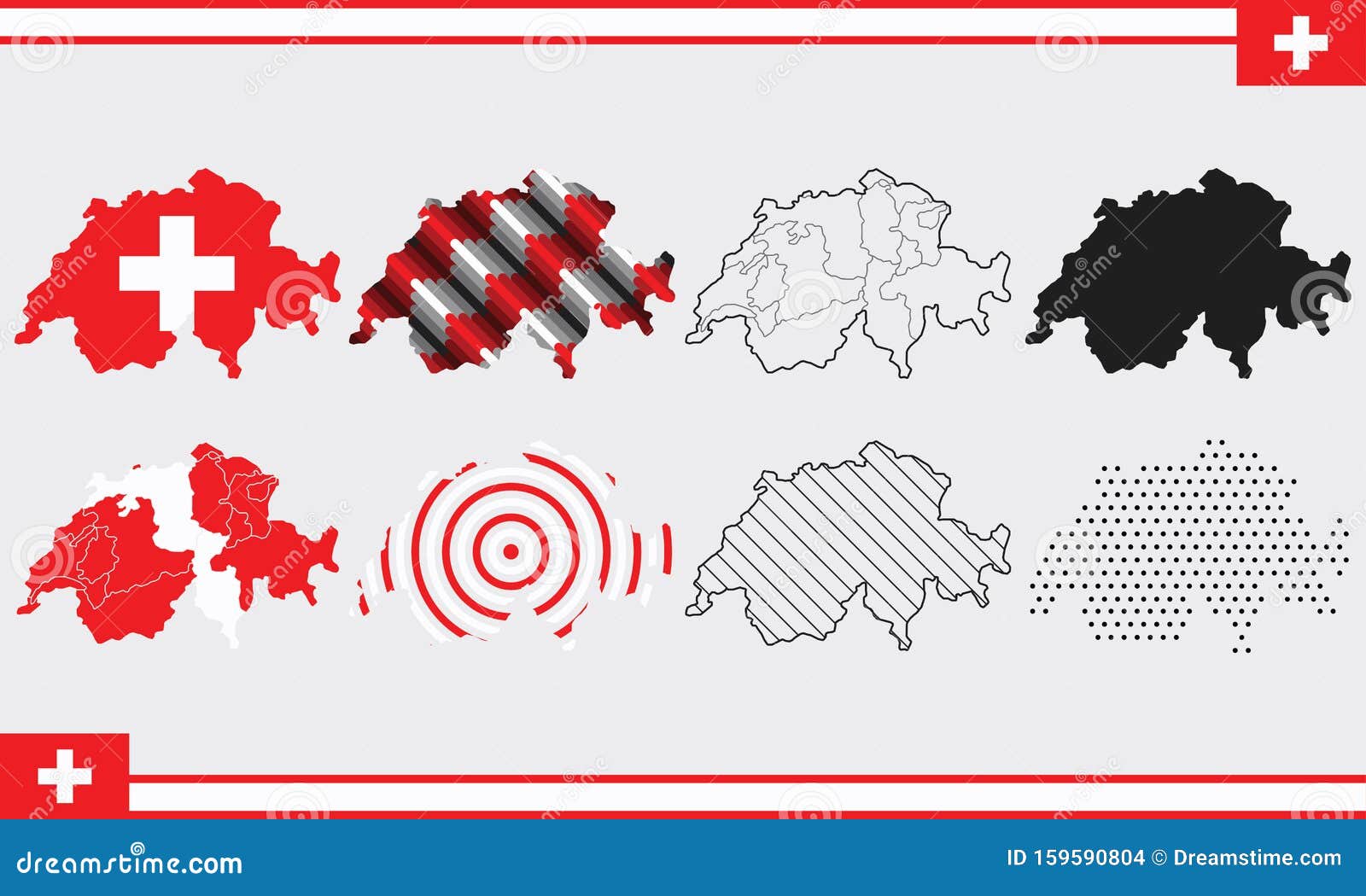 Swiss Map Vector Set stock vector. Illustration of european - 159590804