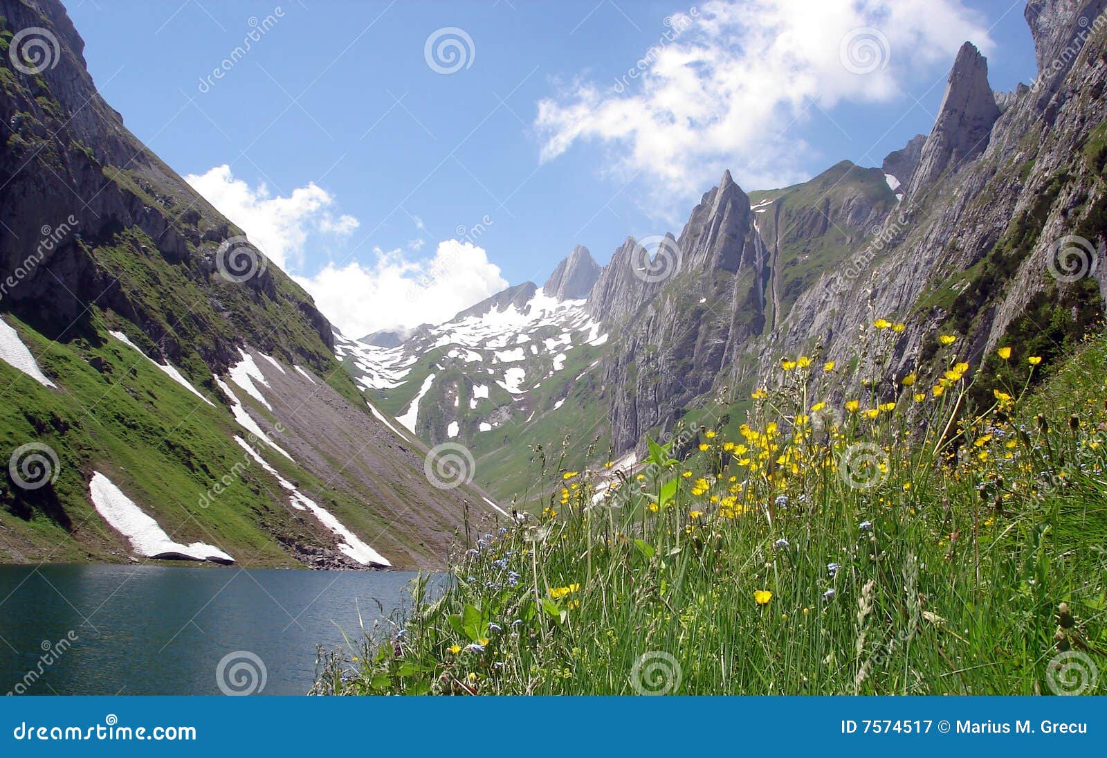 Swiss Mountain Lake and Ridge Stock Image - Image of ridge, peak: 7574517