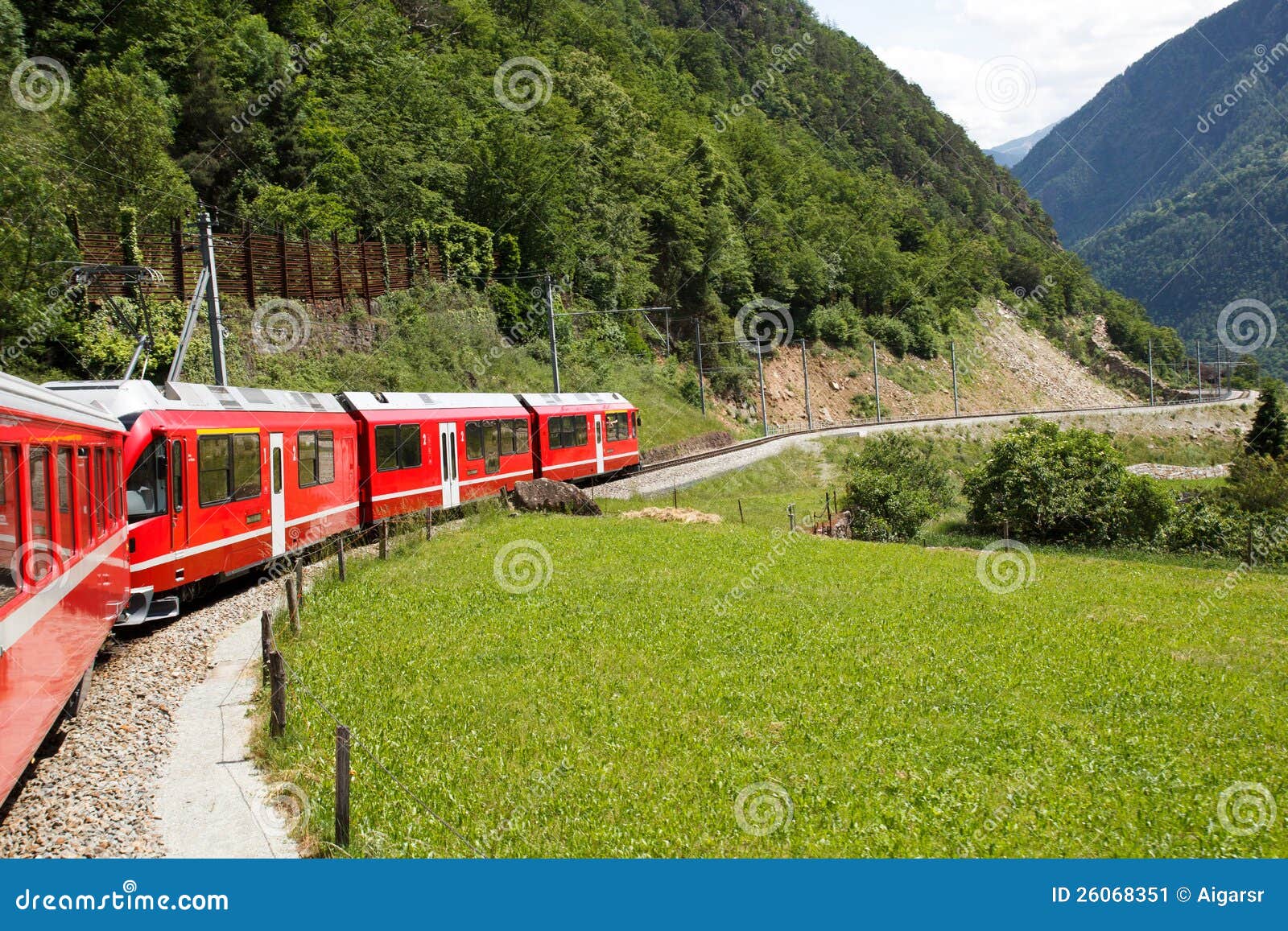 Red Train Of Bernina Path Stock Photography | CartoonDealer.com #60938840