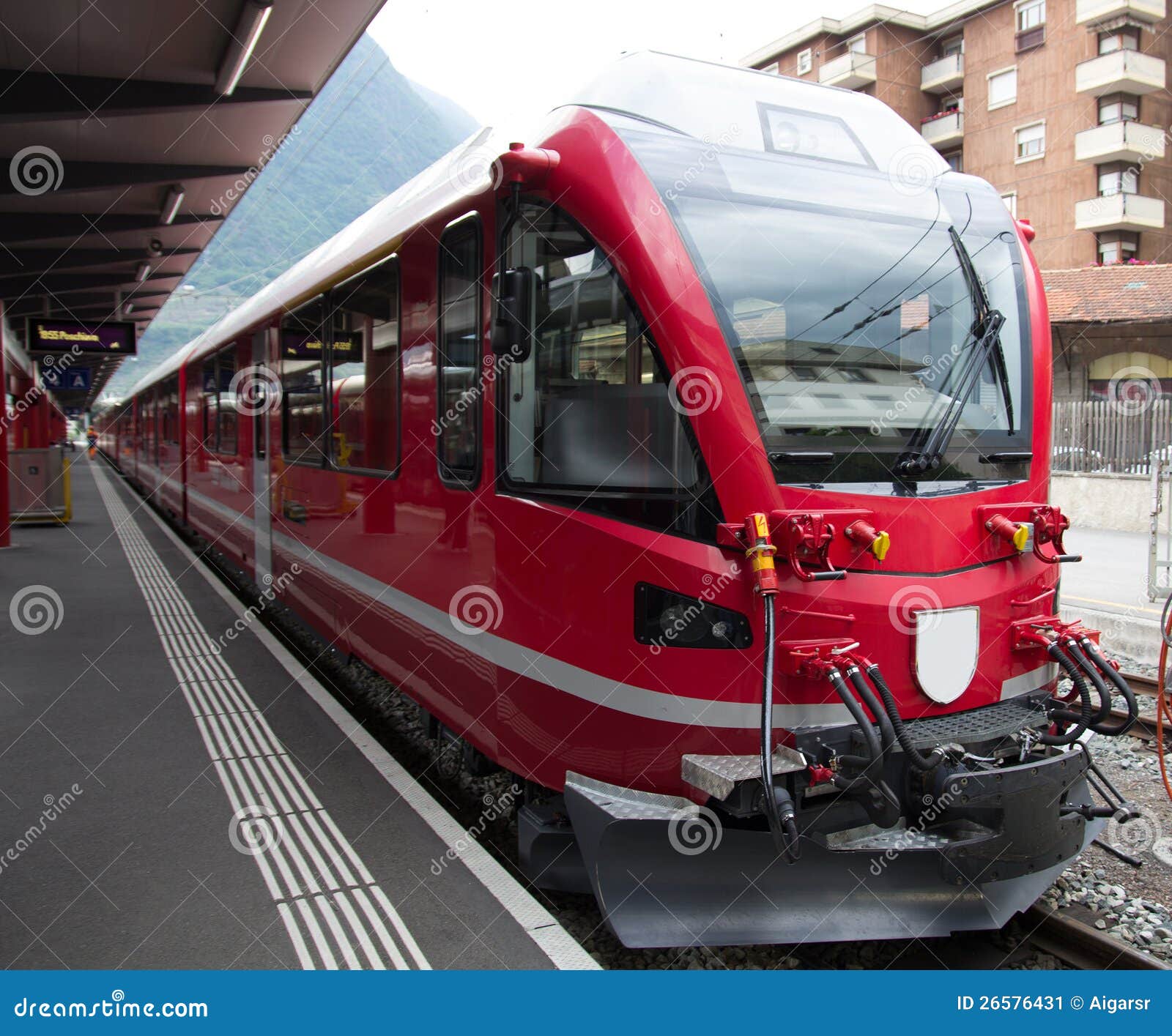 Swiss Mountain Train Bernina Express Stock Image - Image of platform ...