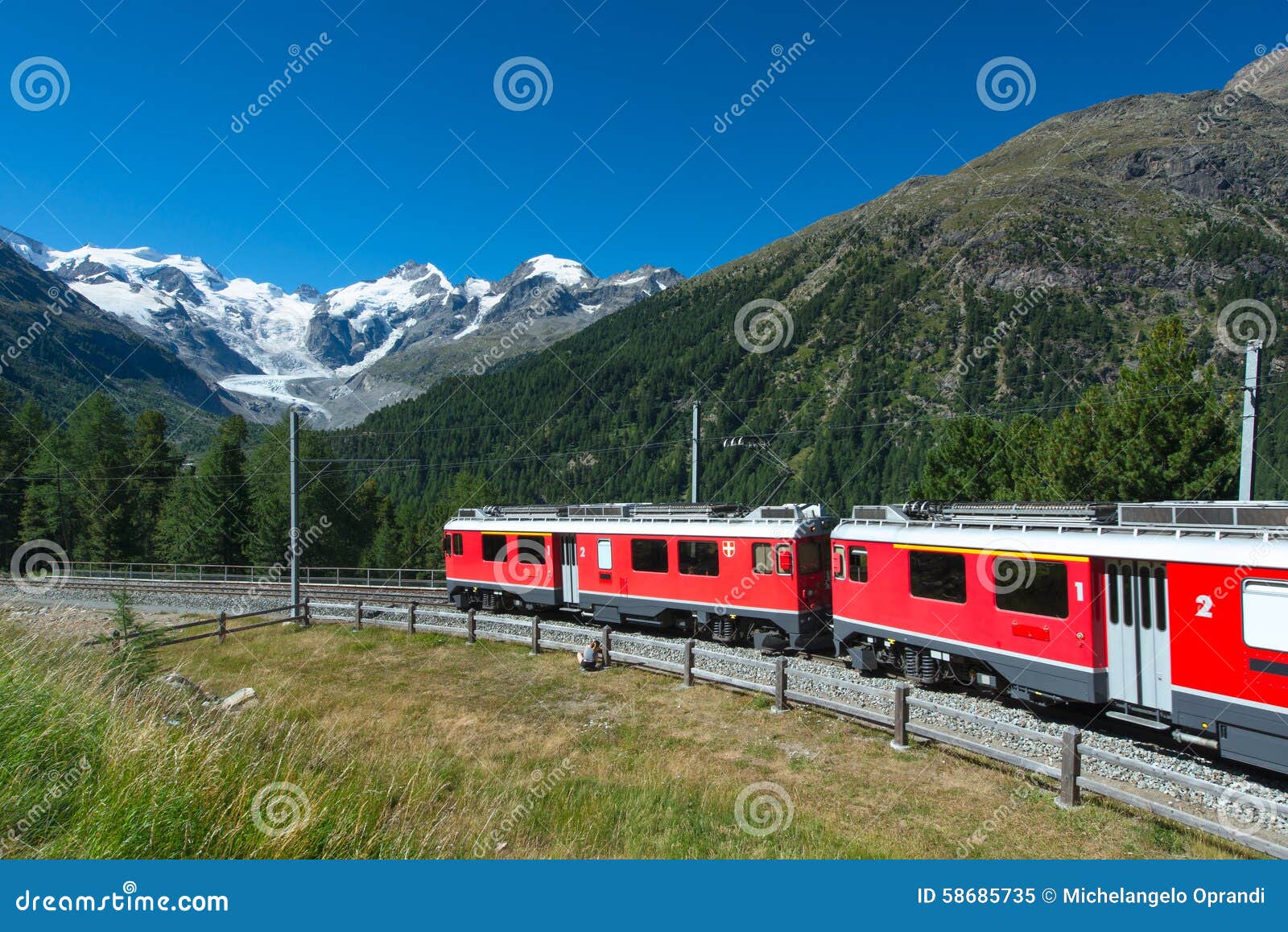 Swiss Mountain Train Bernina Express Stock Image - Image of swiss ...