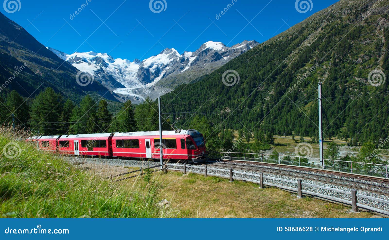 Swiss Mountain Train Bernina Express Stock Photo - Image of europe ...