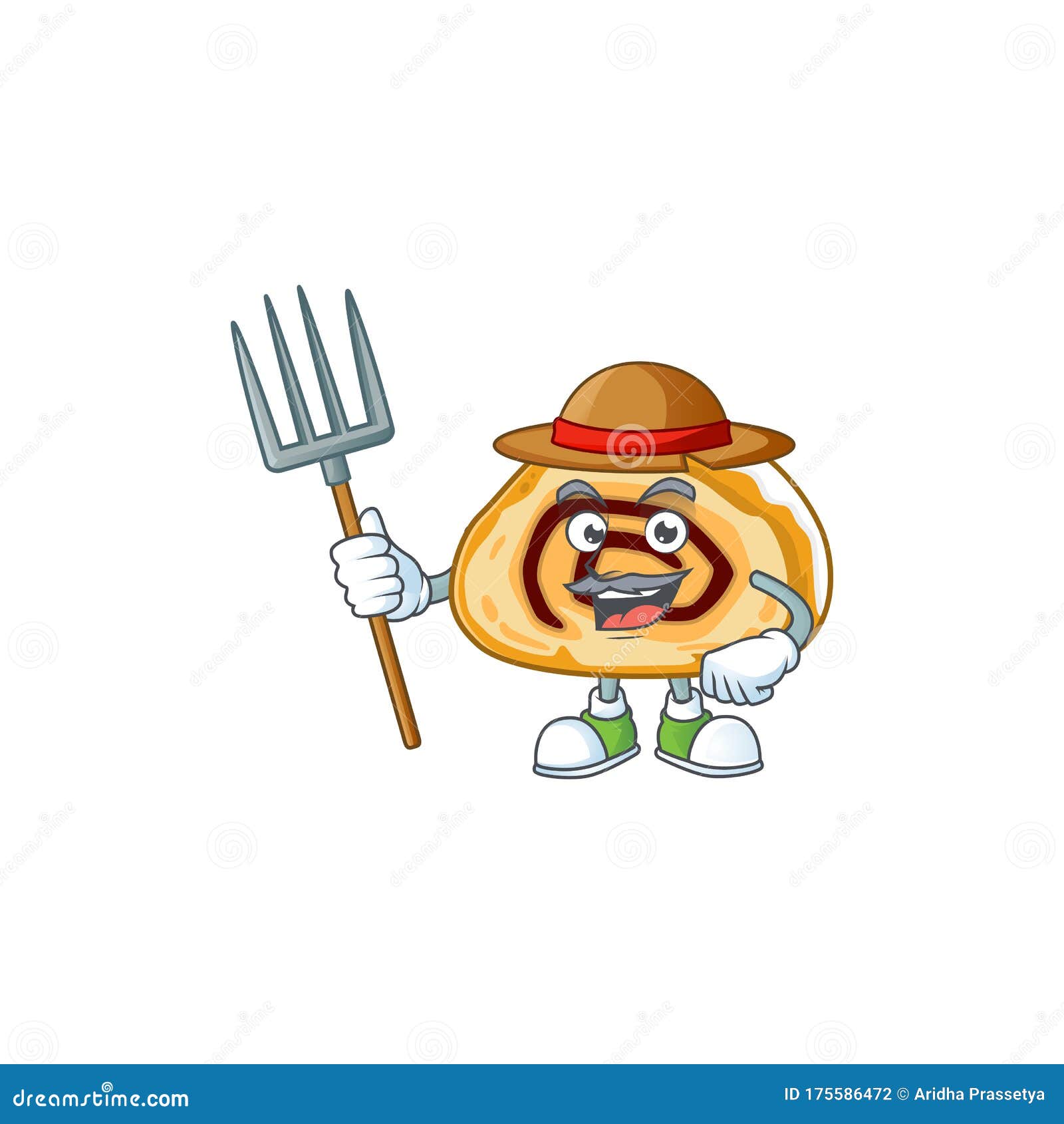 Swiss Roll in Farmer Mascot Design with Hat and Pitchfork Stock Vector ...