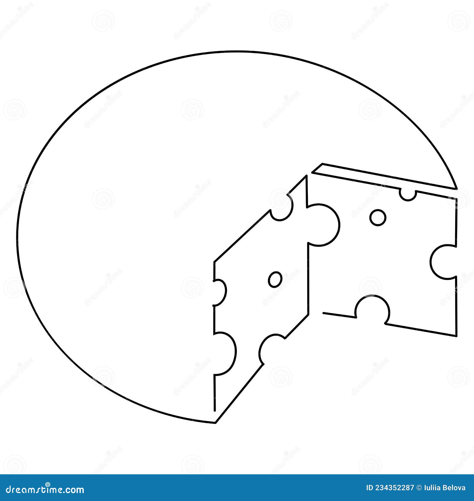 Swiss Round Cheese Isolated. Cheese Slice.Continuous Line Drawing ...