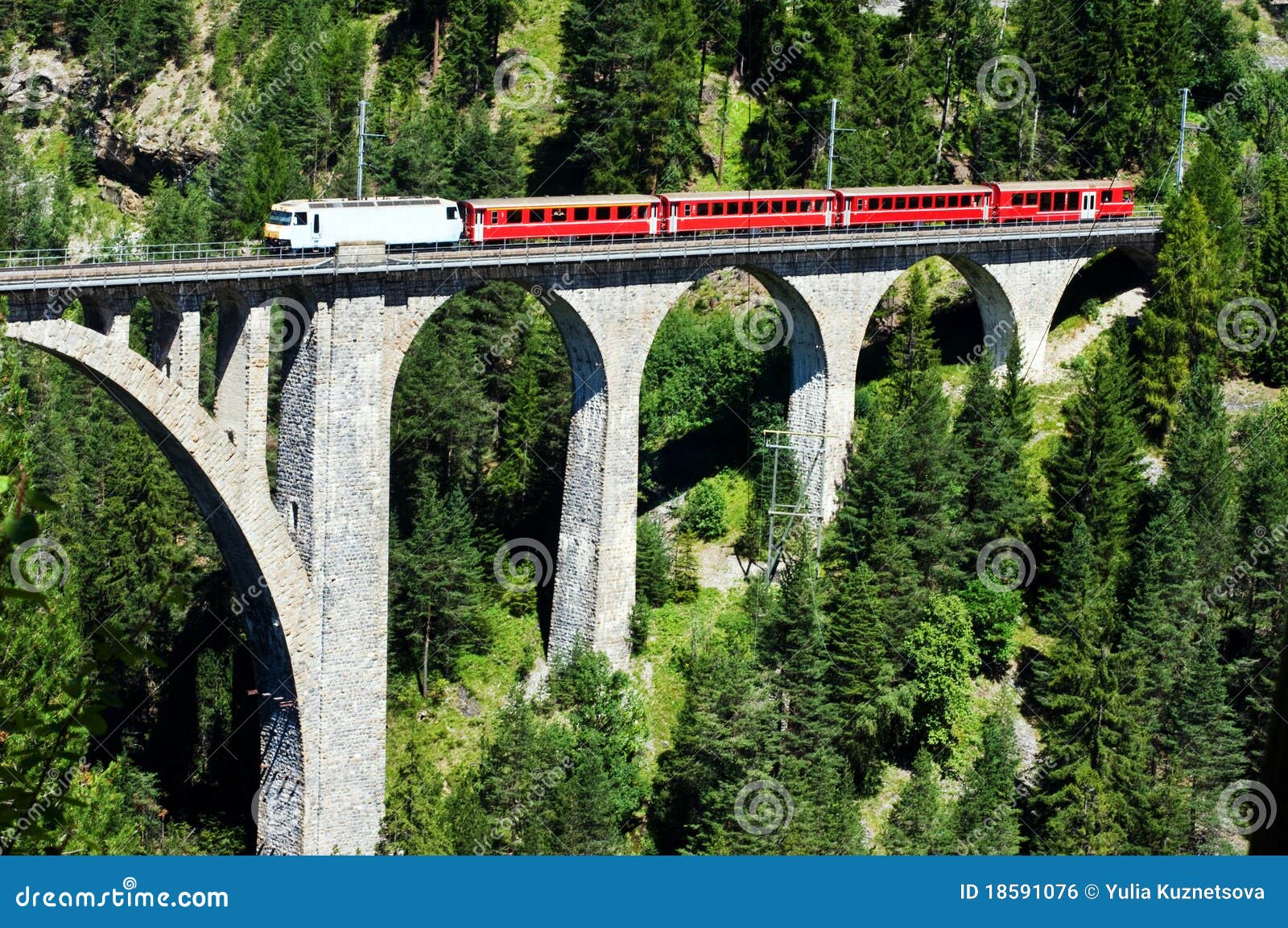 Swiss Train on Very High Bridge Stock Photo - Image of urban, nature ...