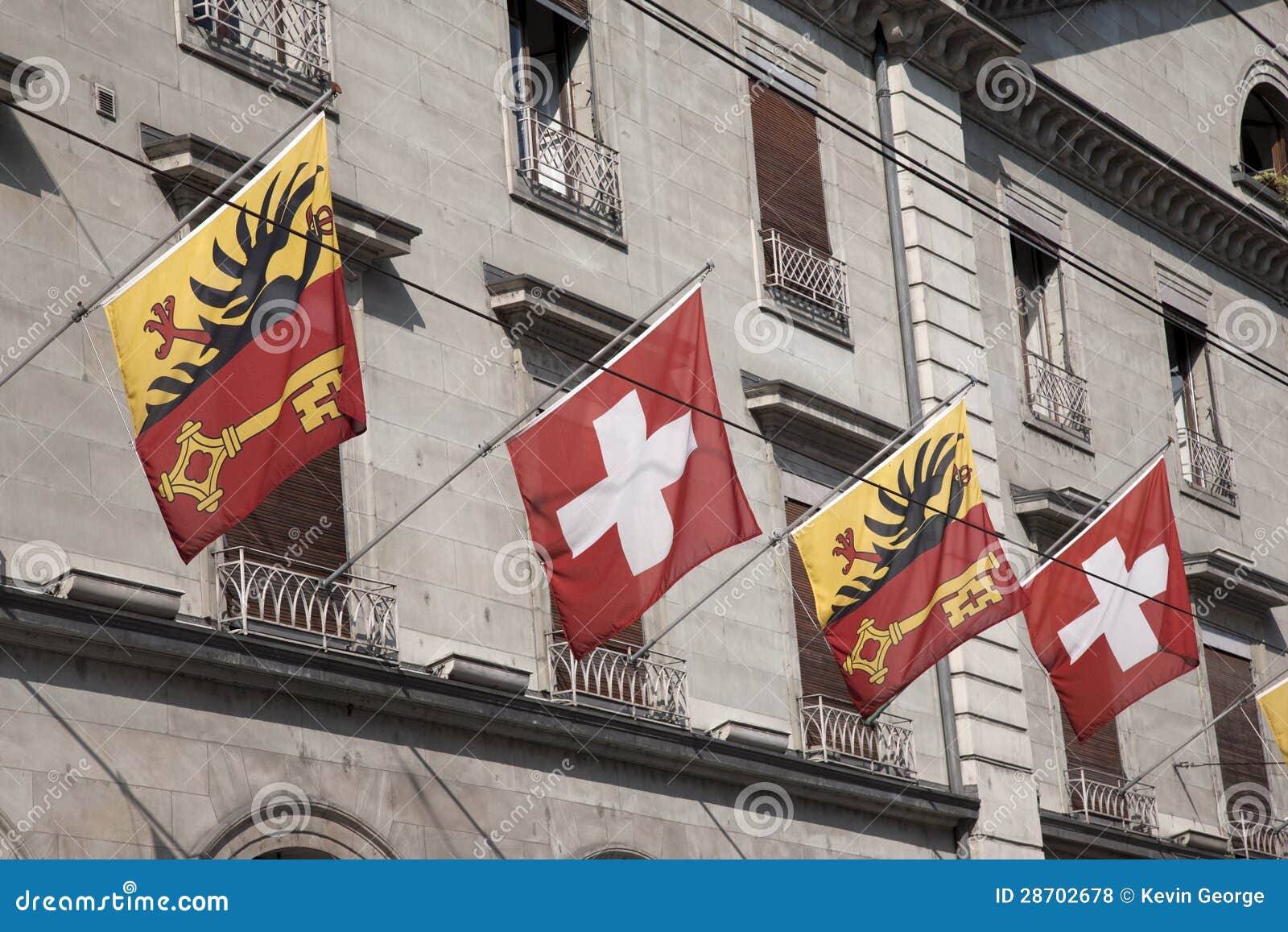 Swiss and Vaud Flags, Geneva Stock Photo - Image of corratterie, europe ...