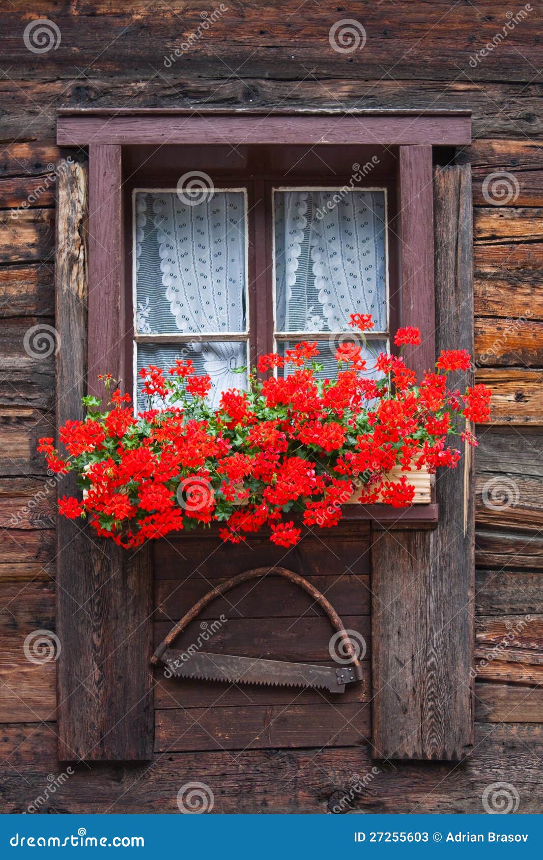 Swiss window stock image. Image of wood, window, flowers - 27255603