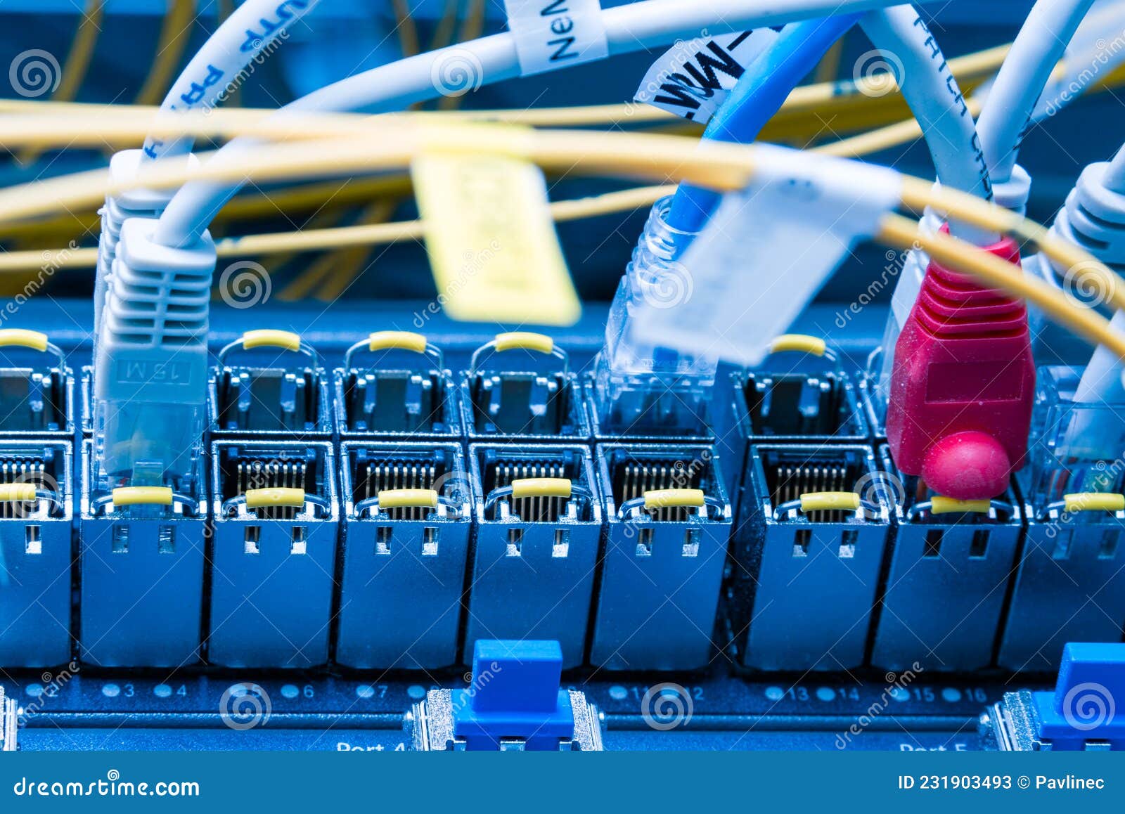 Switch Board with Connected Network Cables Stock Image - Image of ...