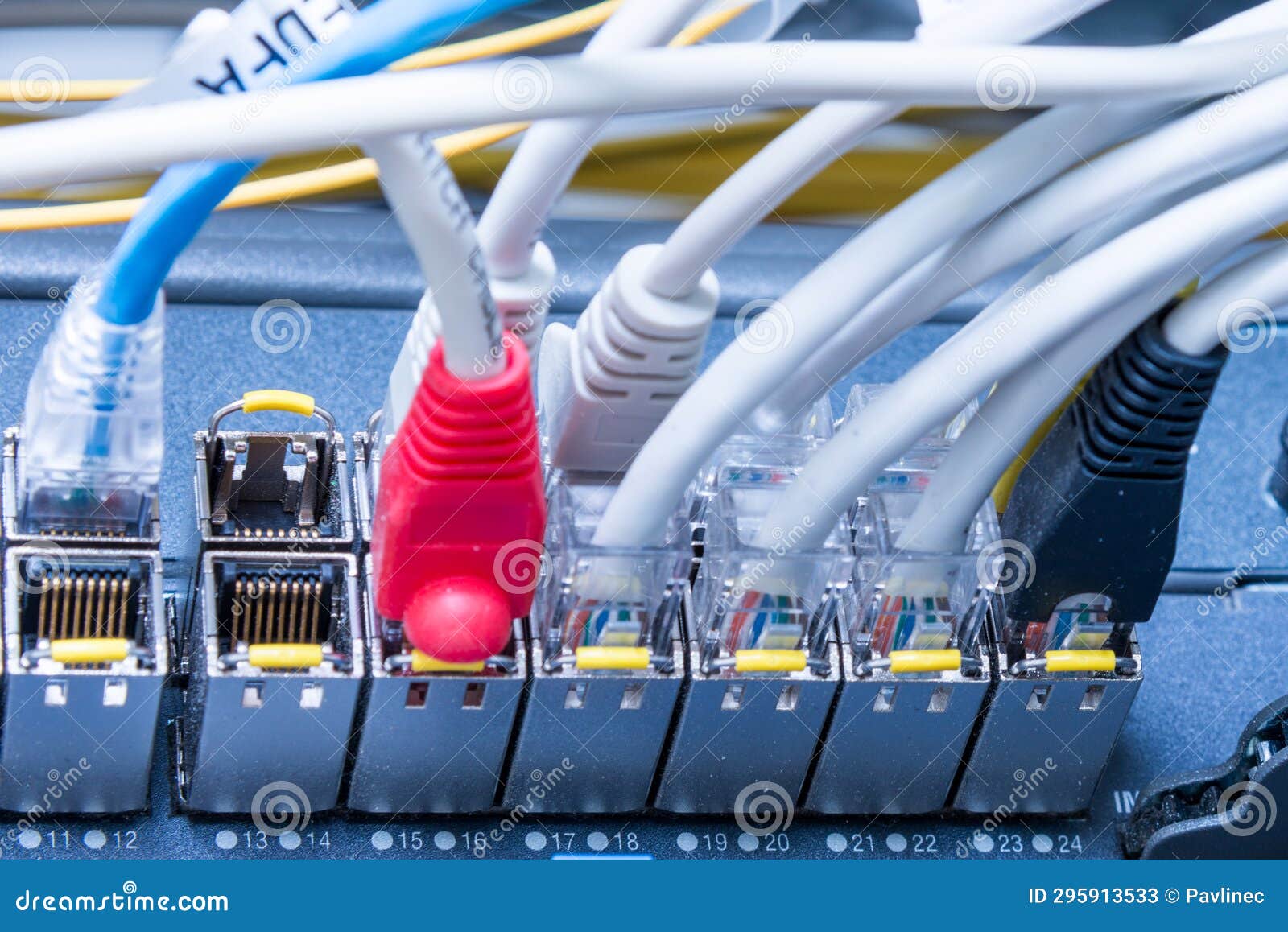 Switch Board with Connected Network Cables Stock Image - Image of ...