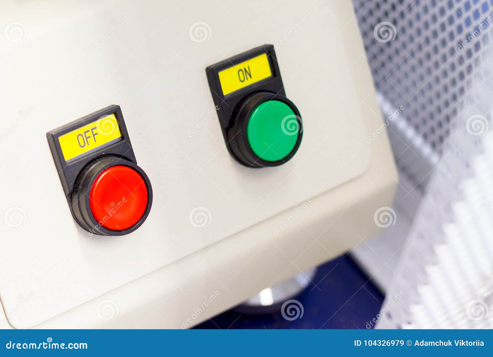 Button on and Off on Device with a Closing Door Stock Image - Image of ...