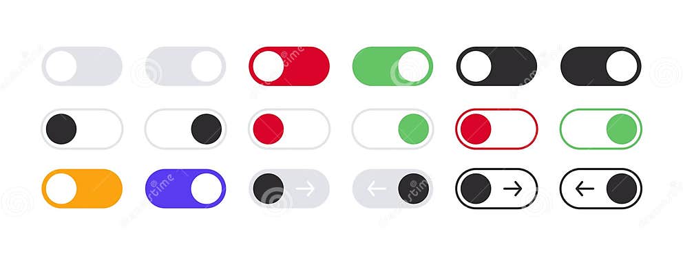 Switch Buttons Icons Set. on OFF Toggles Switch Buttons Stock Vector ...