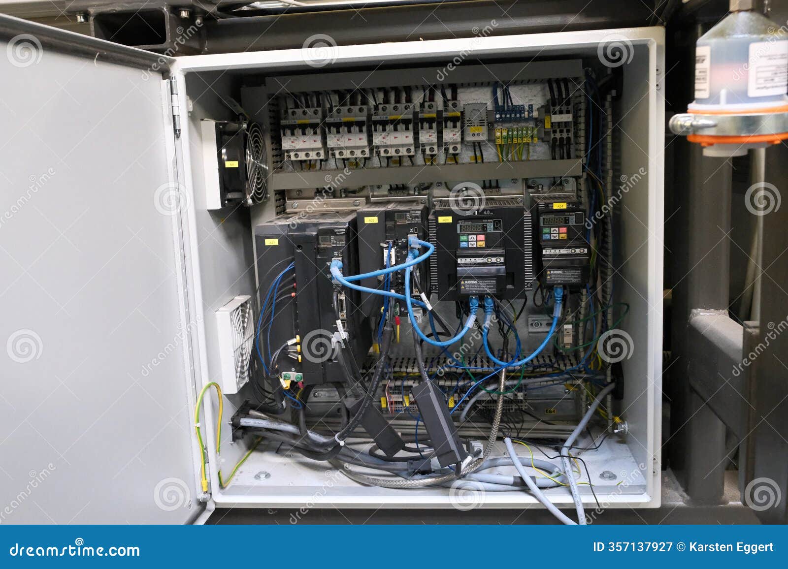 In a Switch Cabinet with Fuses, Frequency Converters and Terminal ...