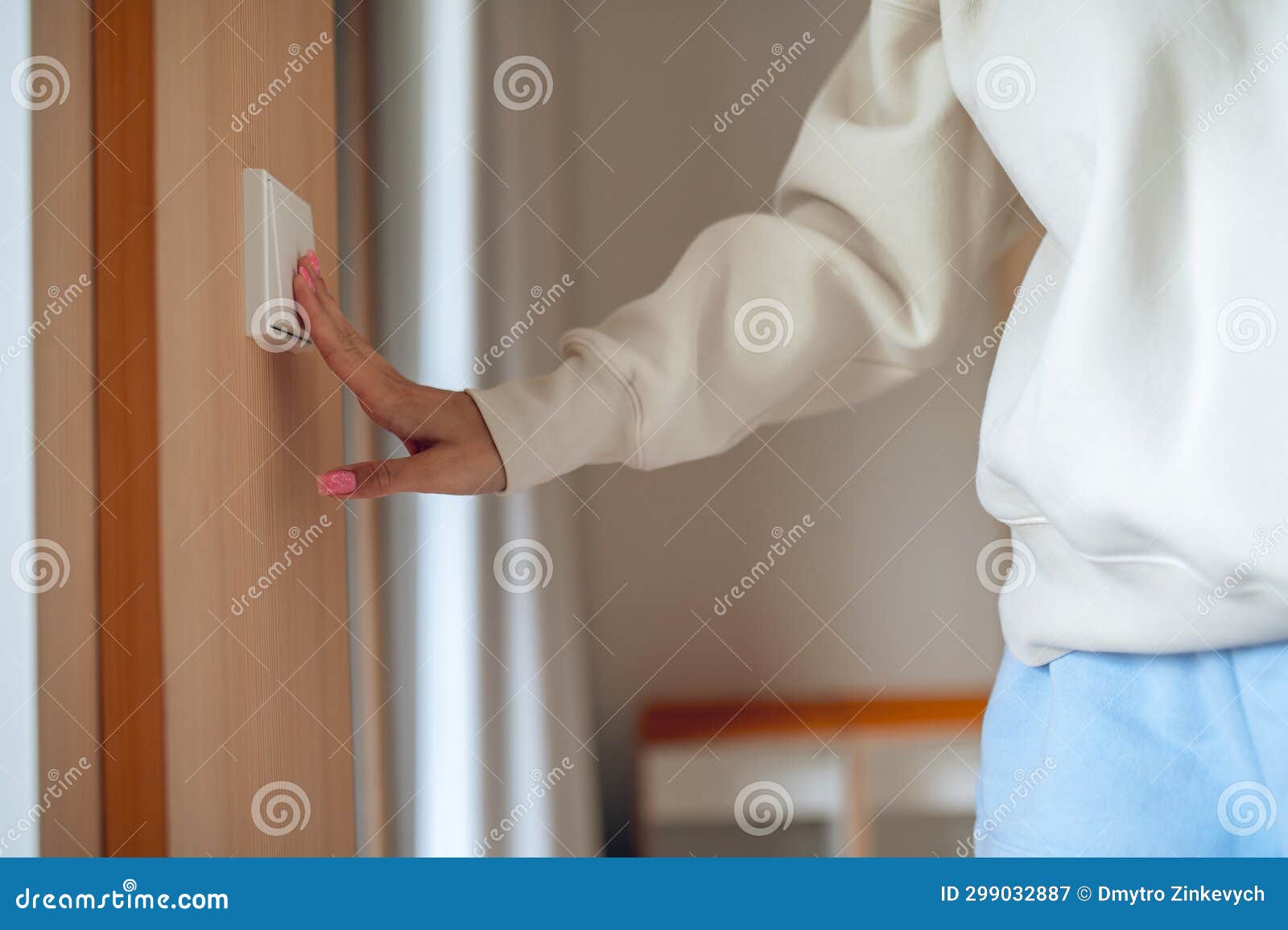 Close Up of a Female Hand Switching on Light Stock Image - Image of ...