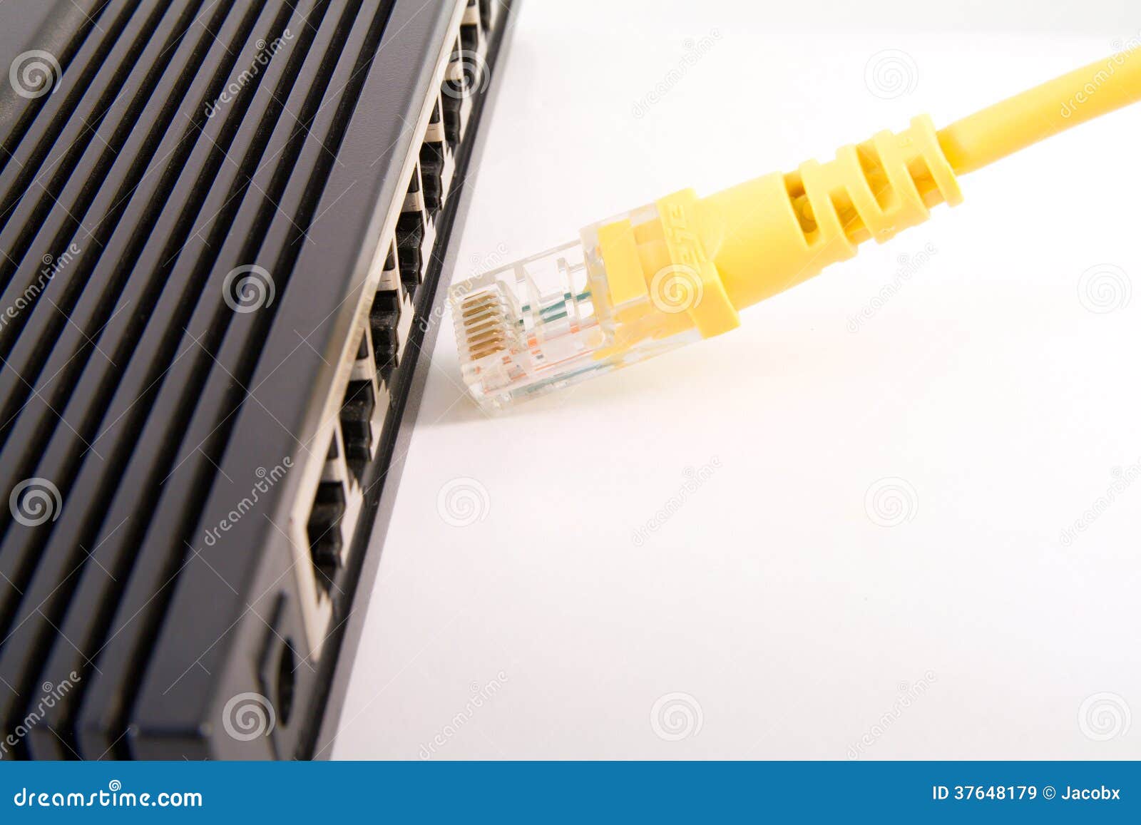 Switch with Connected Cables Stock Image - Image of communication ...