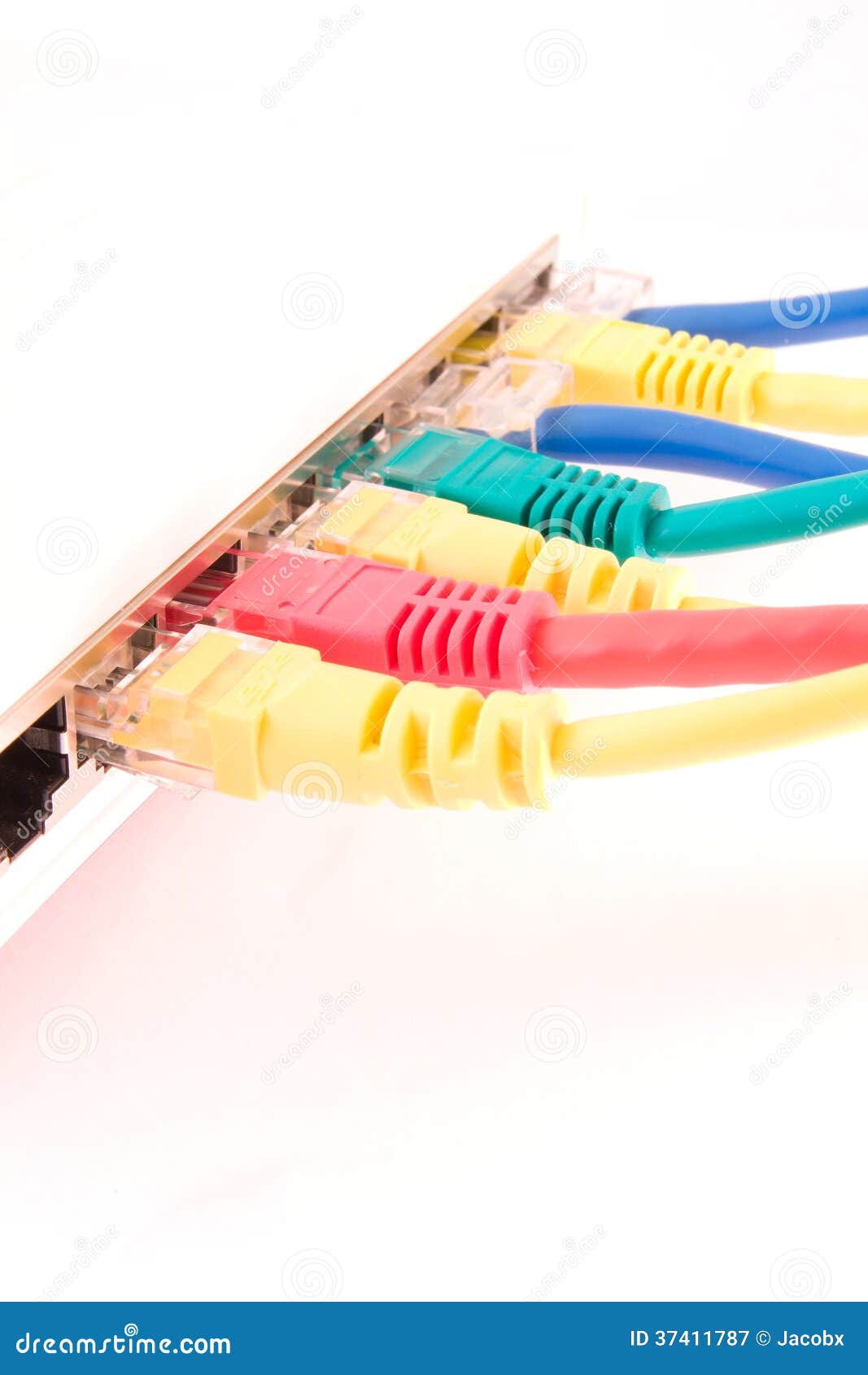Switch with Connected Cables Stock Image - Image of close, network ...