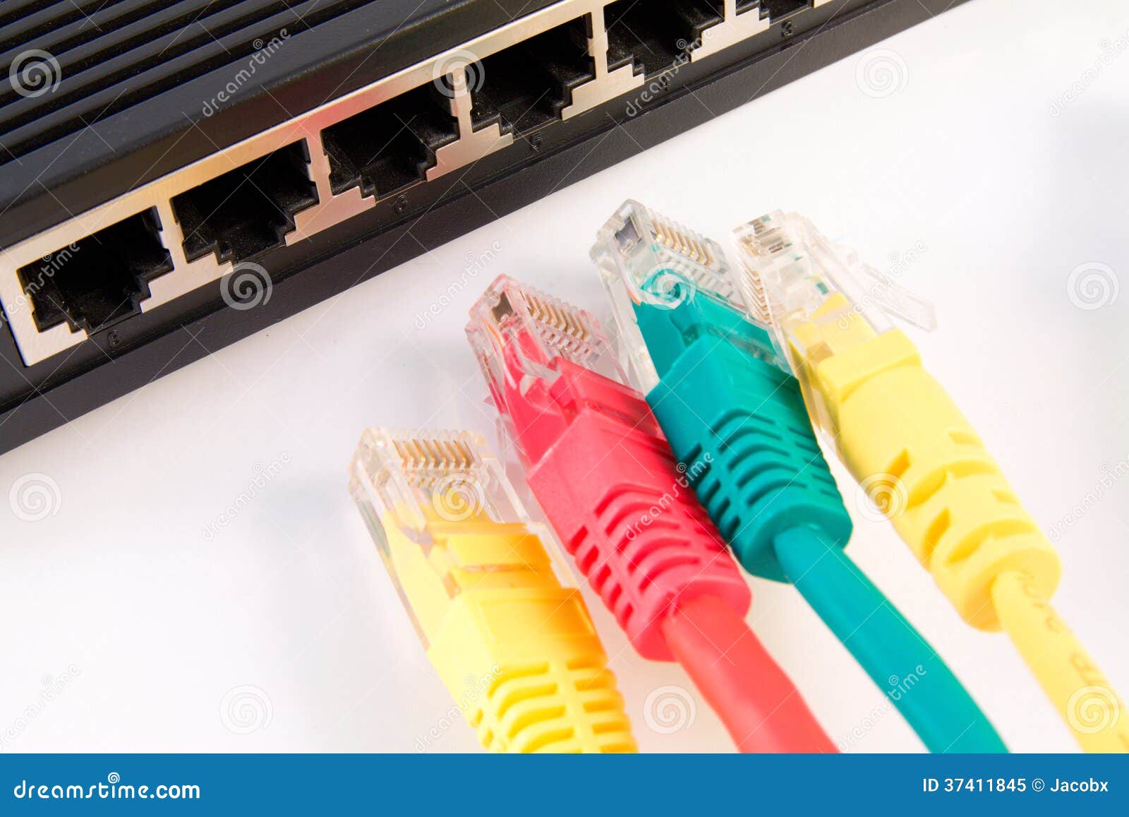 Switch with Connected Cables Stock Image - Image of converter, optic ...