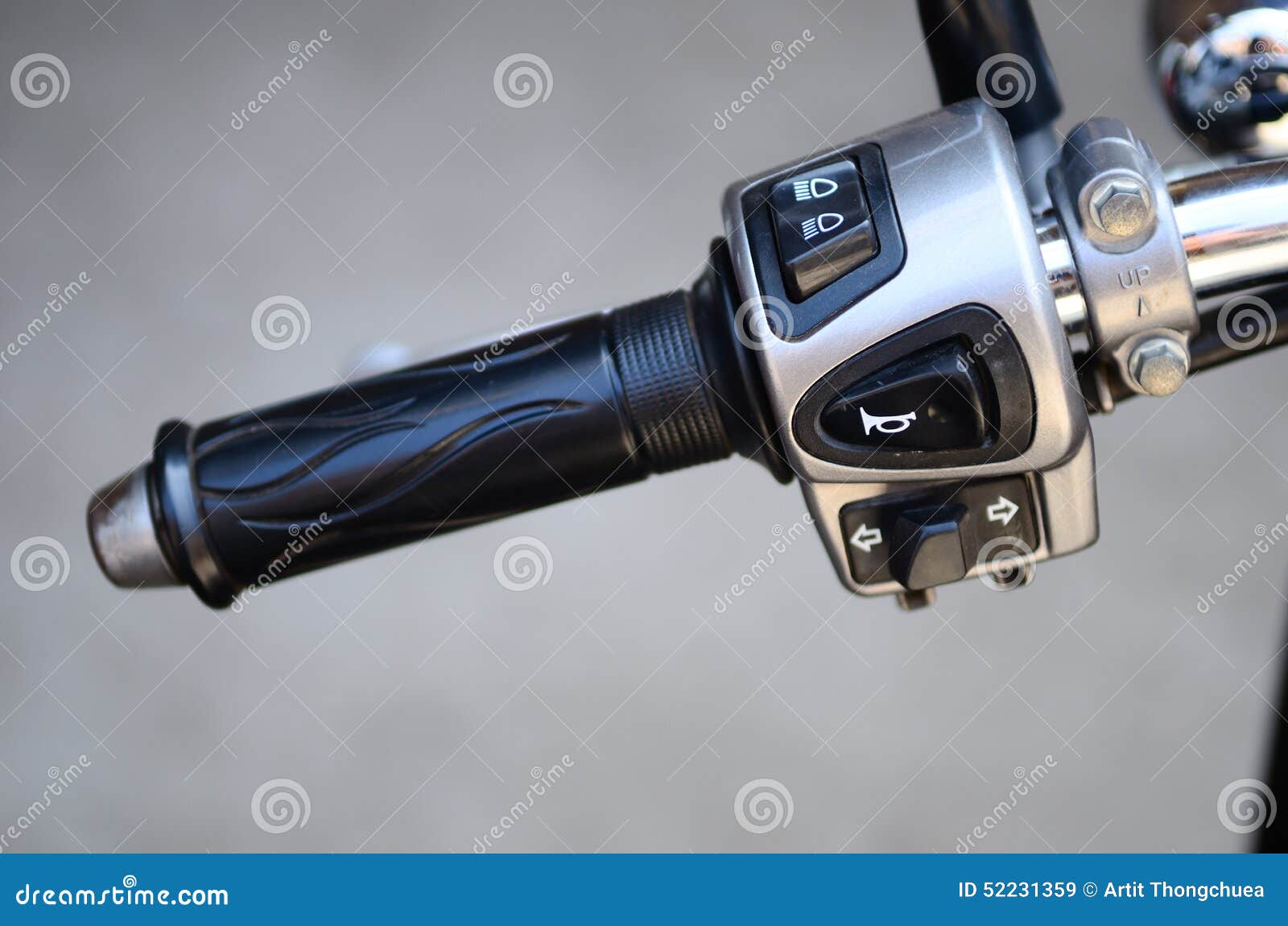 Switch Control on a Motorcycle Handlebar Stock Image - Image of light ...