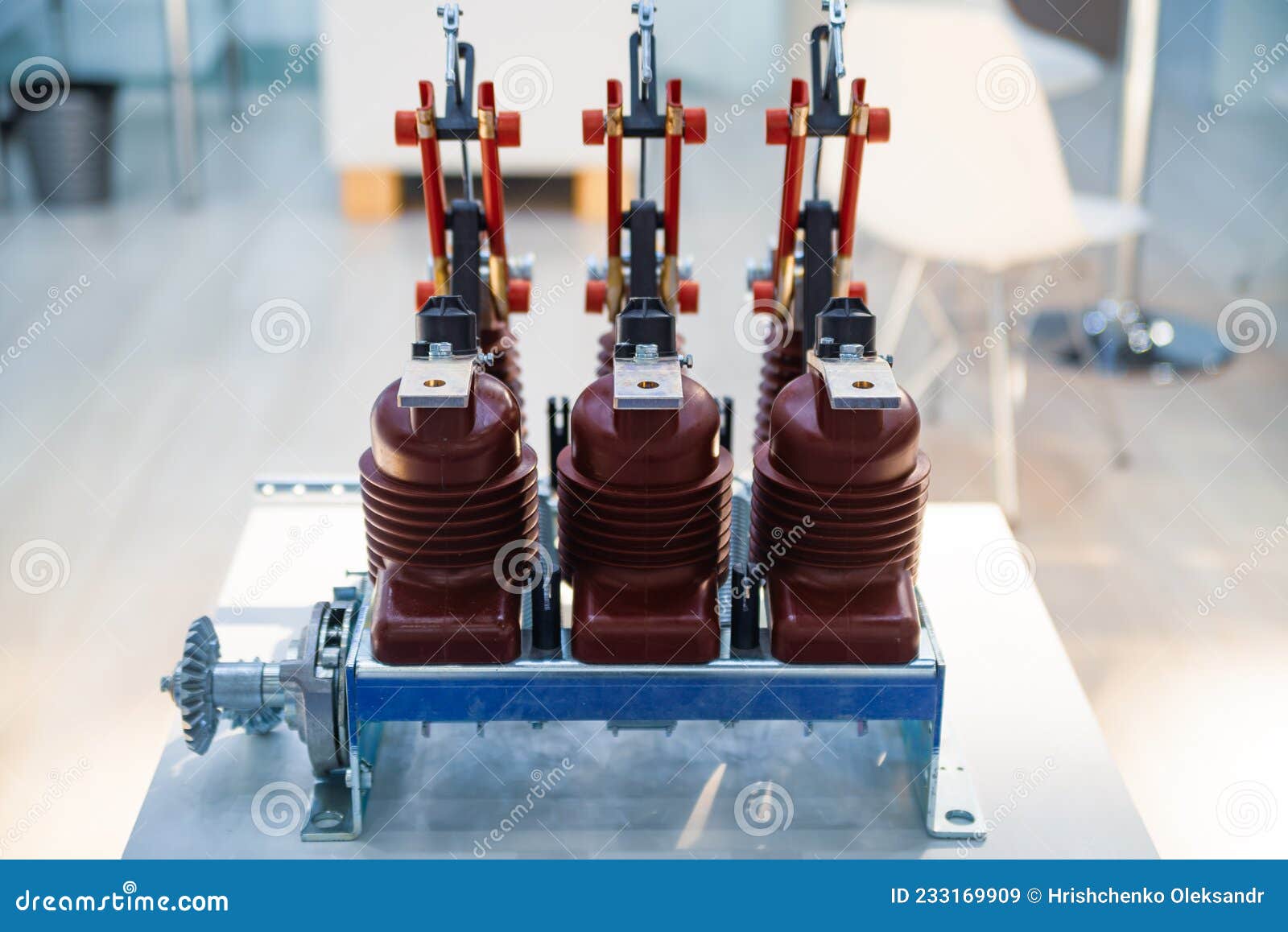 Earthing Switch And Electricity Transmission Line On A Birch And Bright ...