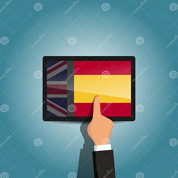 Switch from English To Spanish Language E-learning Platform Stock ...