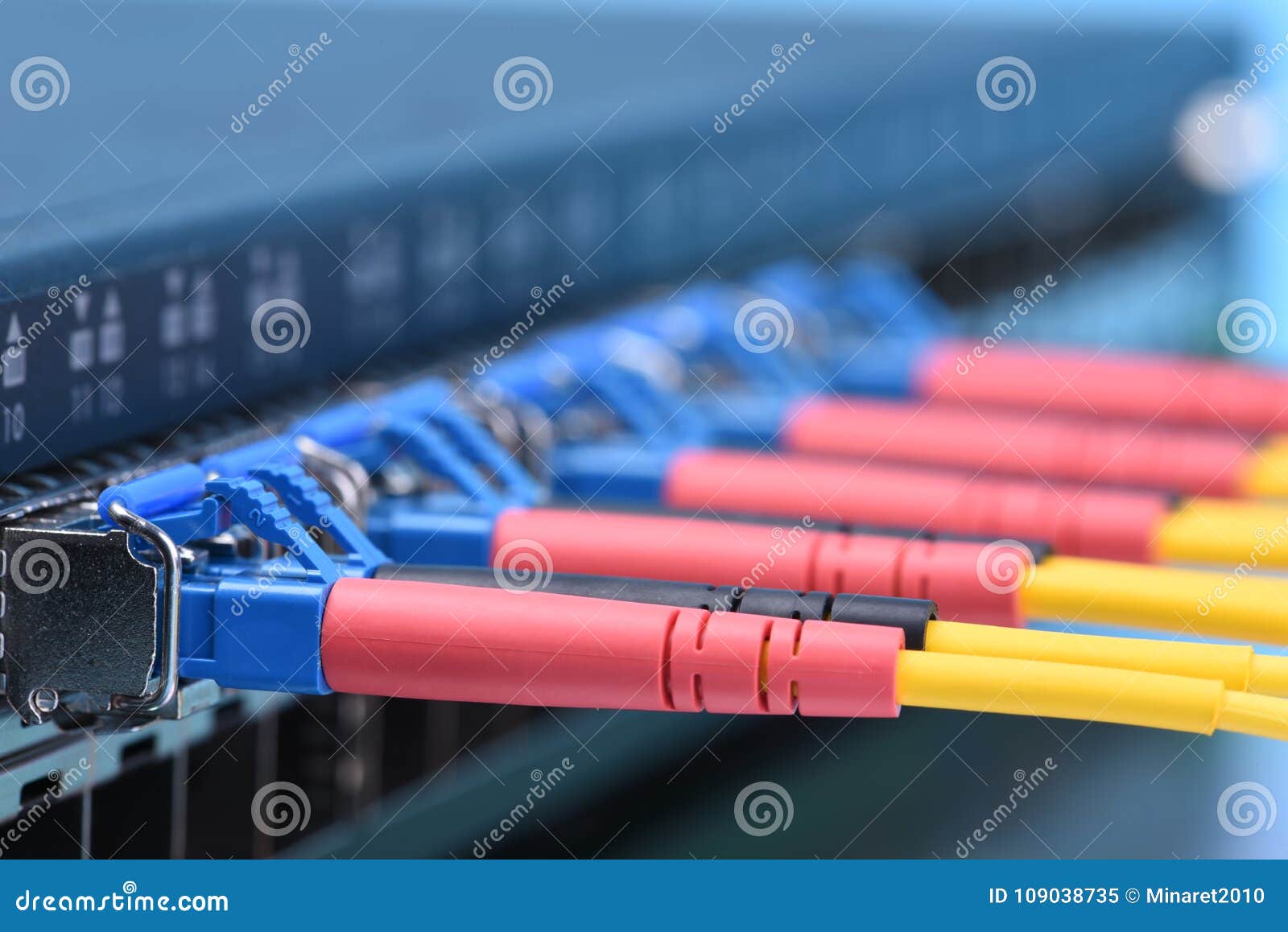 Switch with Fiber Optic Cables Stock Image - Image of rack, digital ...