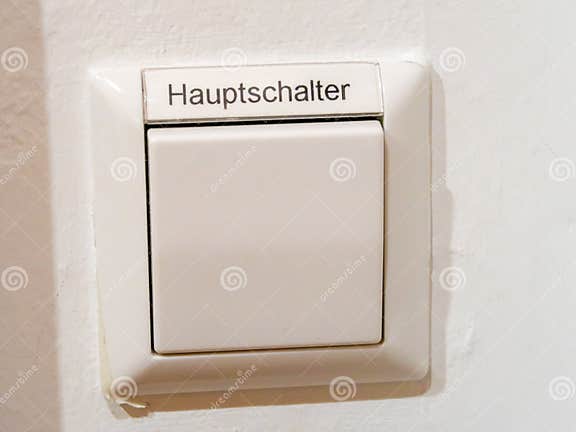 A Switch with the German Inscription for Main Switch Stock Image ...