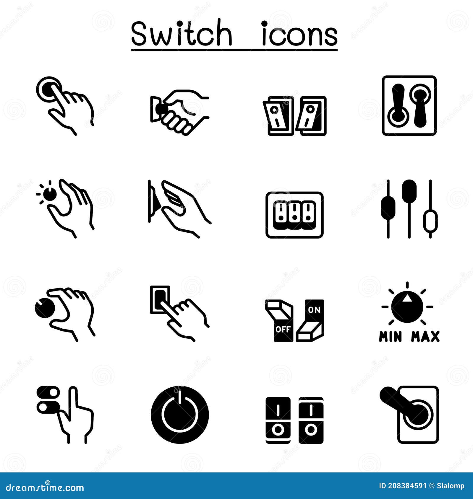 Switch With Icons Of Electronic Circuit Switch Symbols. Simple Electric ...