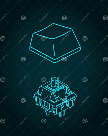 Switch and Keycap for Mechanical Keyboard Isometric Blueprint Stock ...