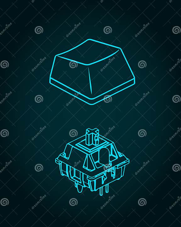 Switch and Keycap for Mechanical Keyboard Isometric Blueprint Stock ...