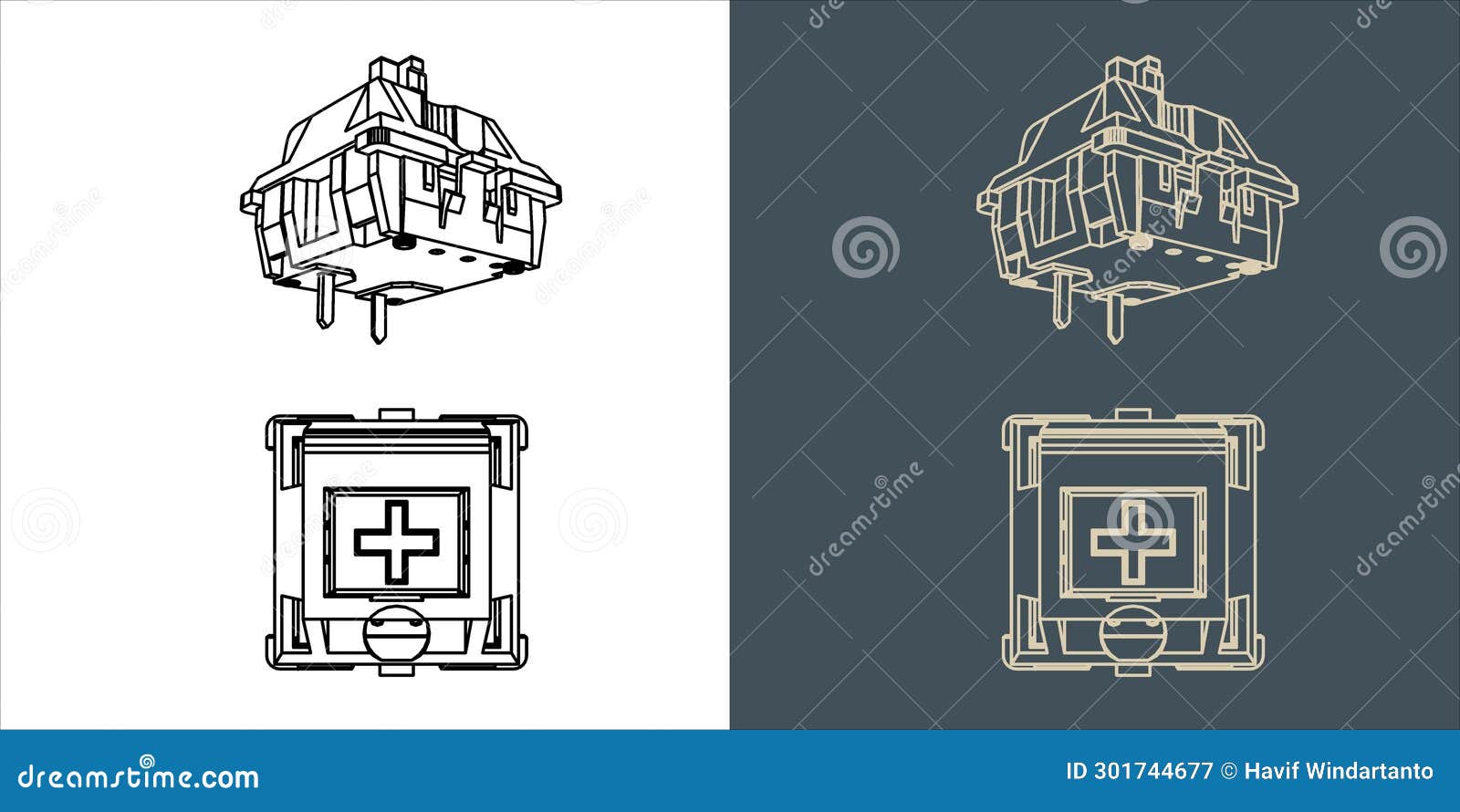 Switch Mechanical Keyboard Wireframe Blueprint Stock Illustration ...