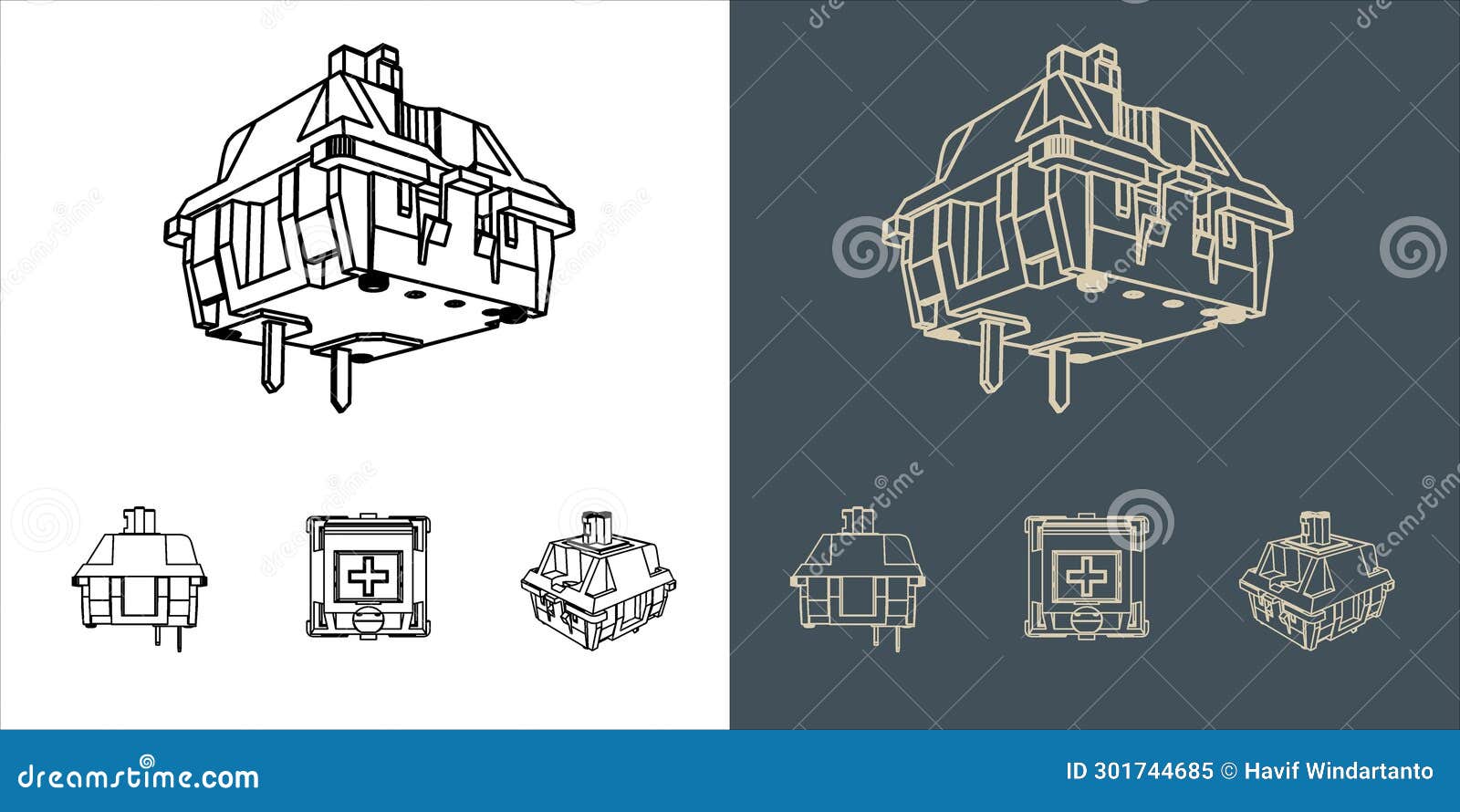 Switch Mechanical Keyboard Wireframe Blueprint Stock Illustration ...