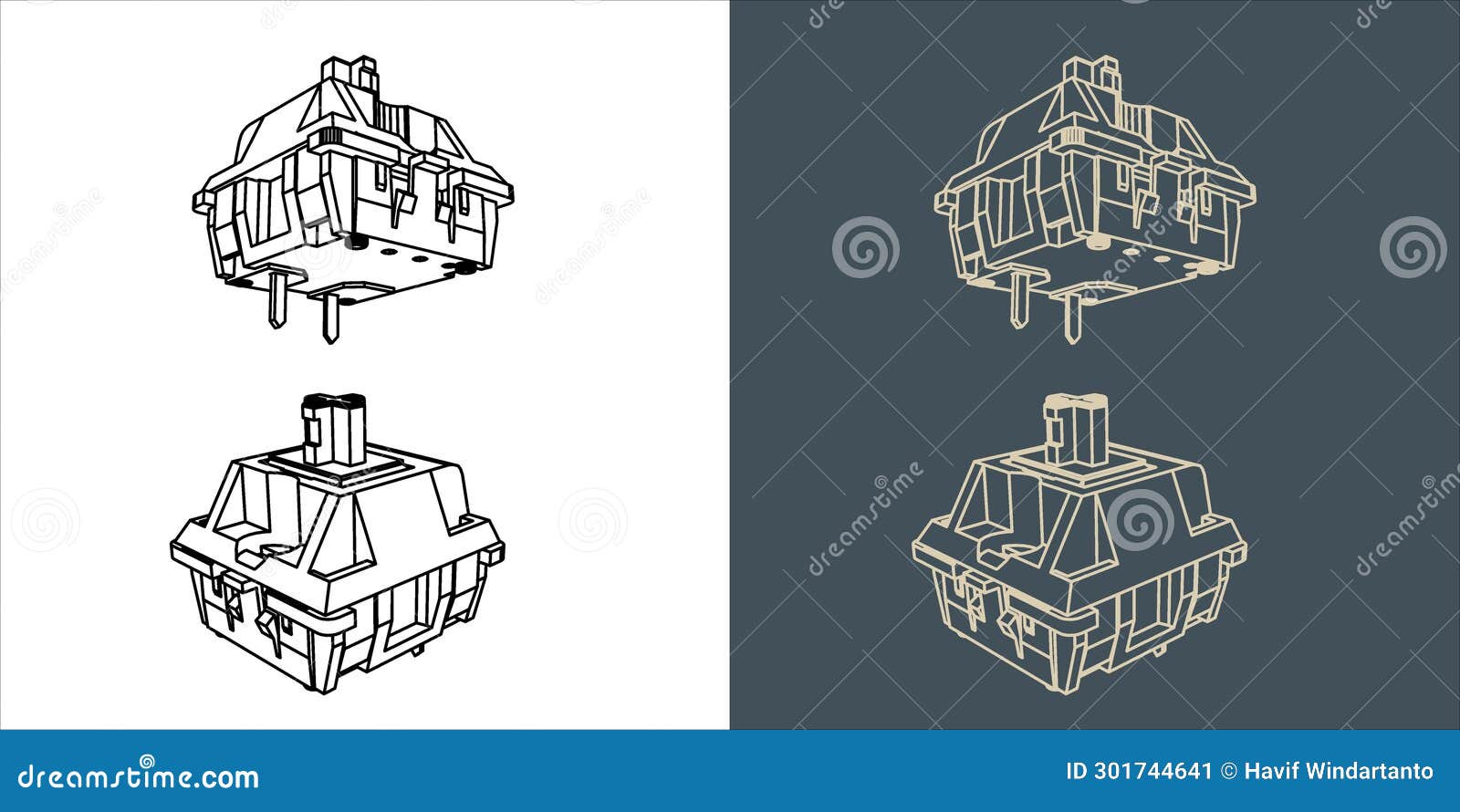 Switch Mechanical Keyboard Wireframe Blueprint Stock Illustration ...