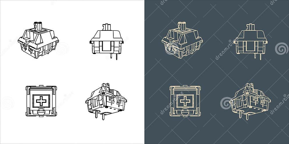 Switch Mechanical Keyboard Wireframe Blueprint Stock Illustration ...