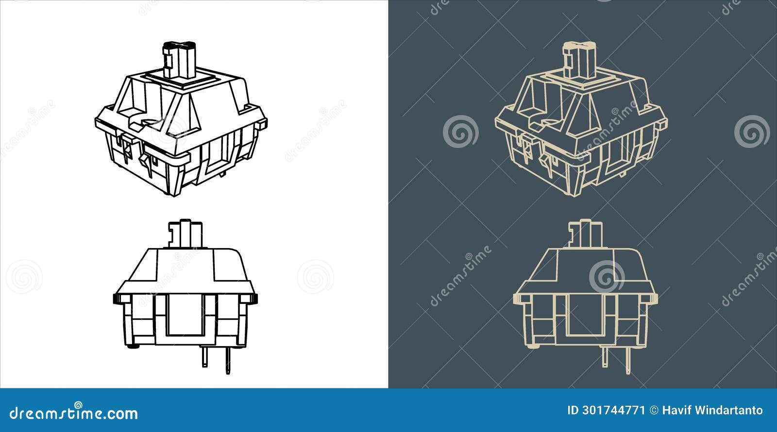 Switch Mechanical Keyboard Wireframe Blueprint Stock Vector ...